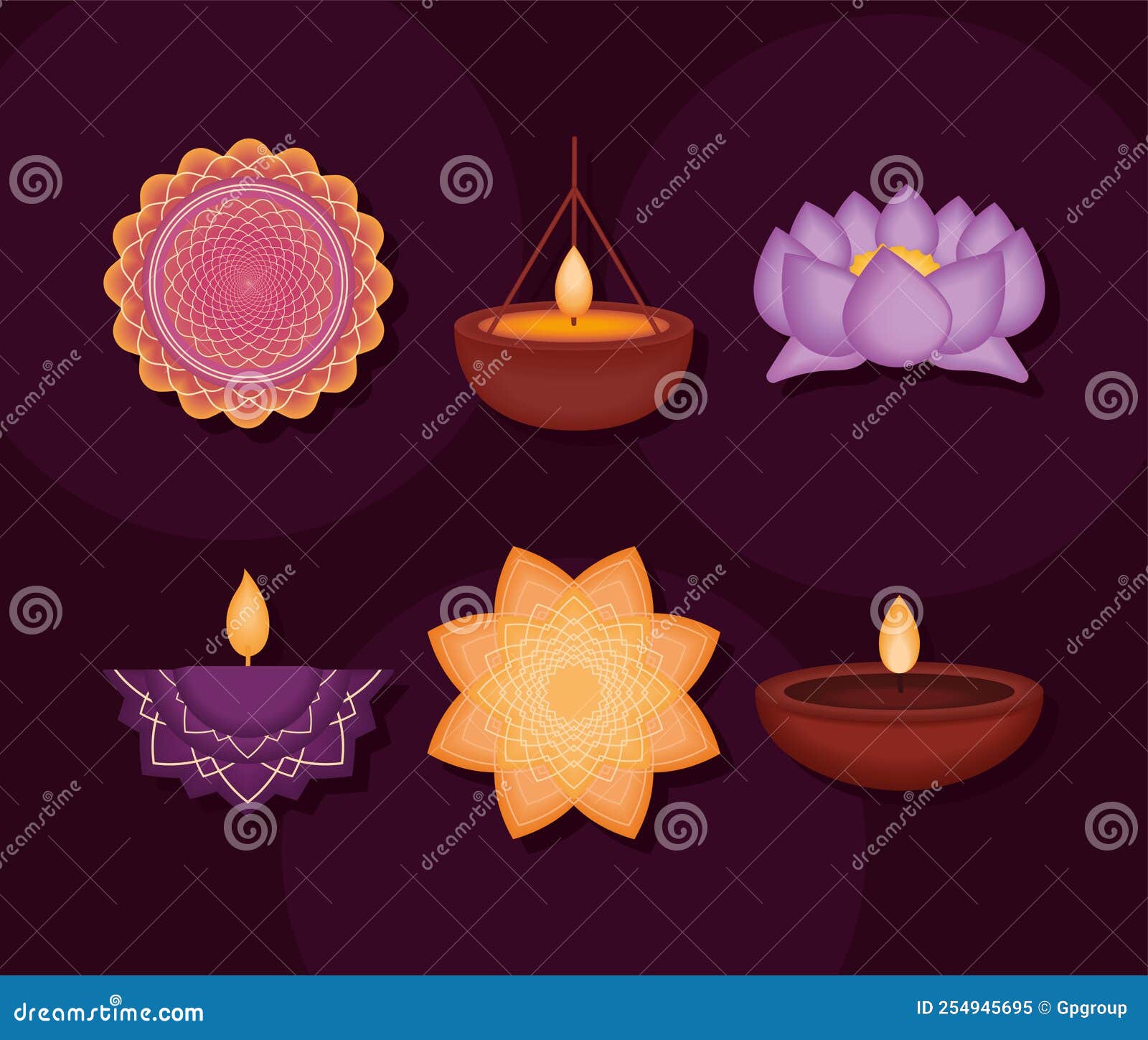 Diwali items set stock vector. Illustration of ceremony - 254945695