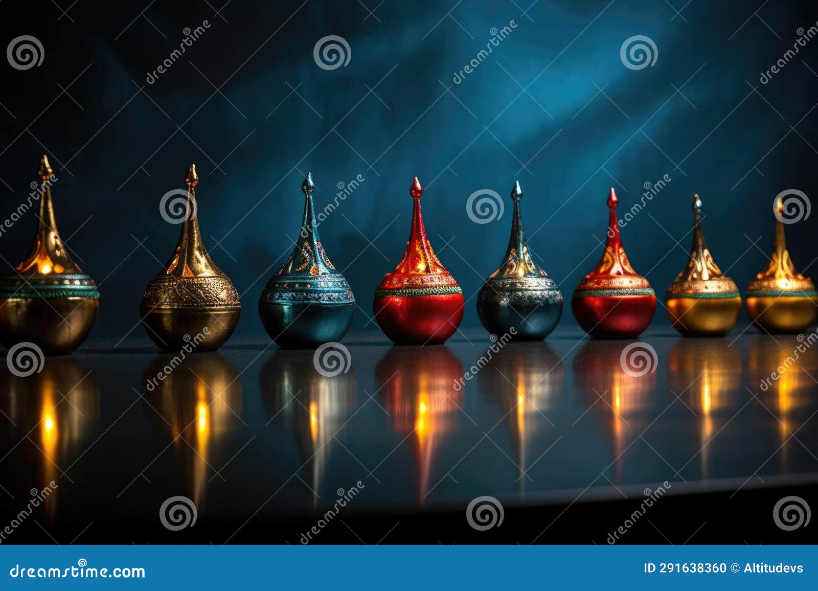 Diwali Lamps in a Row on a Metallic Surface Stock Photo - Image of ...