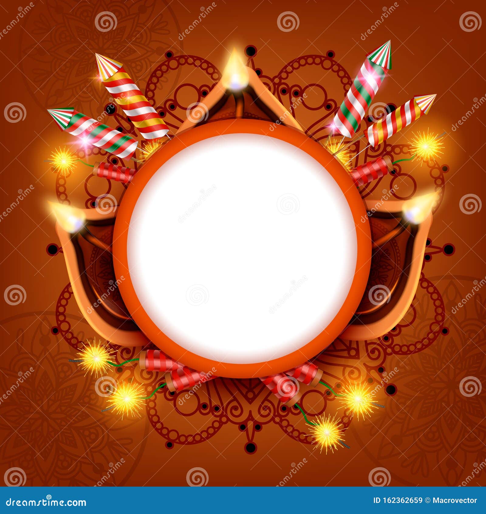 Diwali Lanterns Circle Frame Stock Vector - Illustration of culture ...