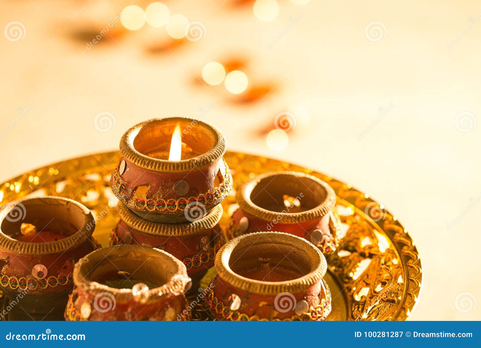 Diwali lights and diyas stock image. Image of diyas - 100281287
