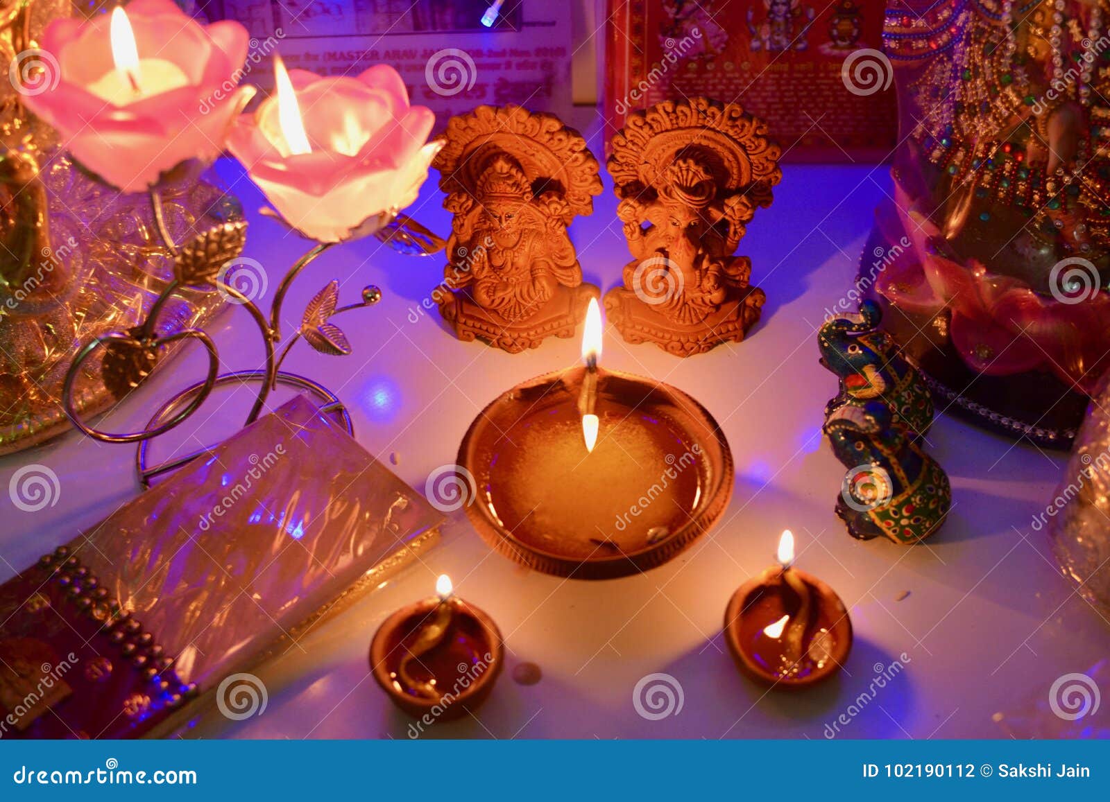 Diwali poojan photo stock. Image of ganesh, lumières - 102190112