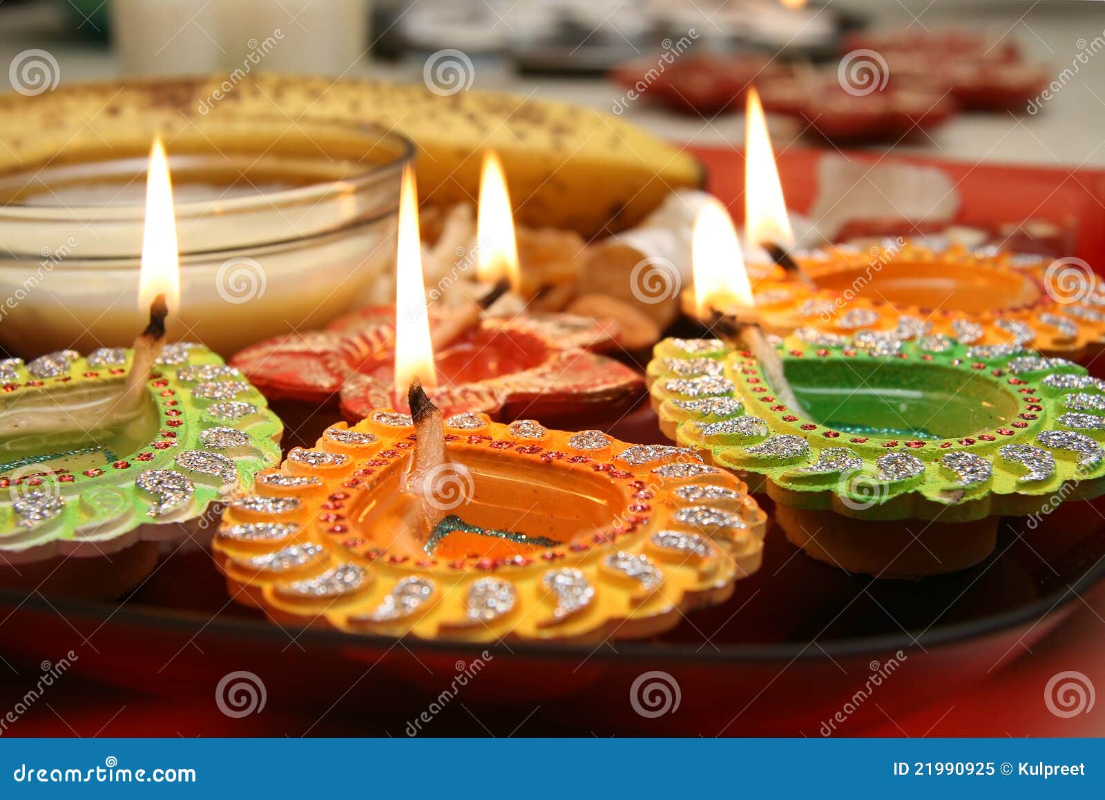 Diwali Thali with Decorated Diya Stock Image - Image of diya, deepak ...