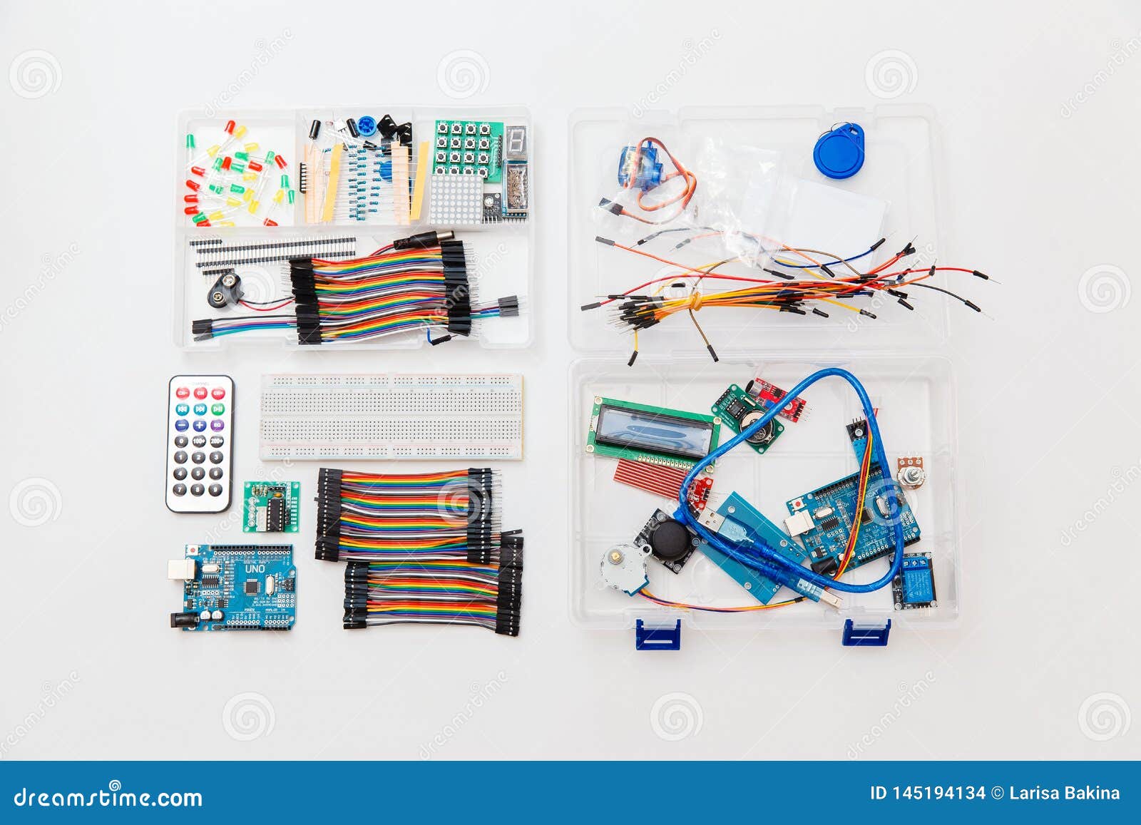 DIY Arduino. Flat Layout On White Background, Copy Space. Electronic ...