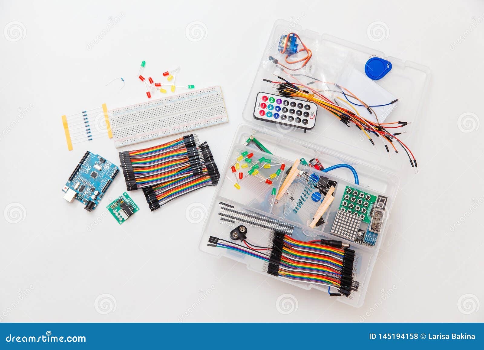 DIY Arduino. Flat Layout on White Background, Copy Space. Electronic ...