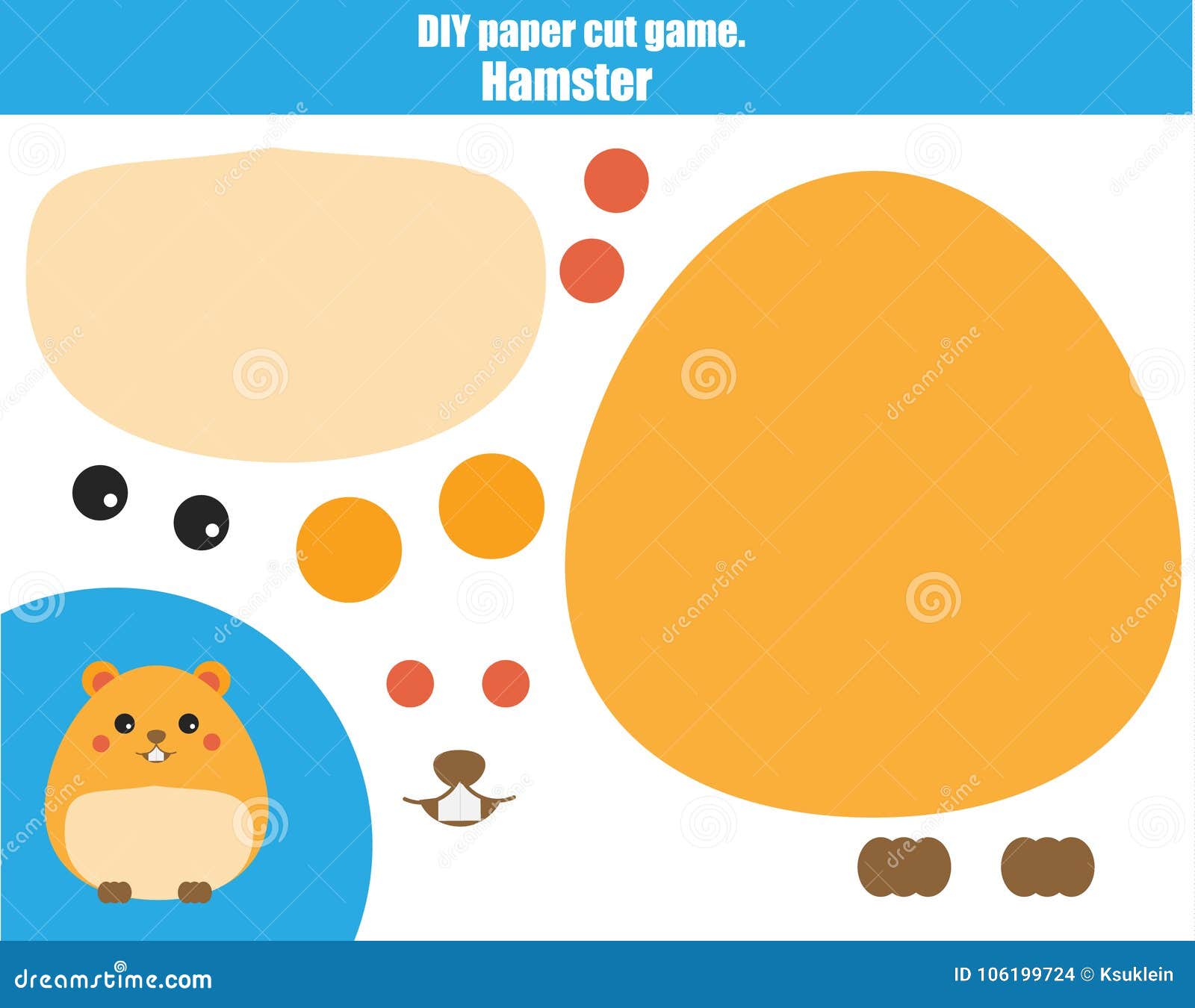DIY Children Educational Creative Game. Make a Hamster with Scissors ...