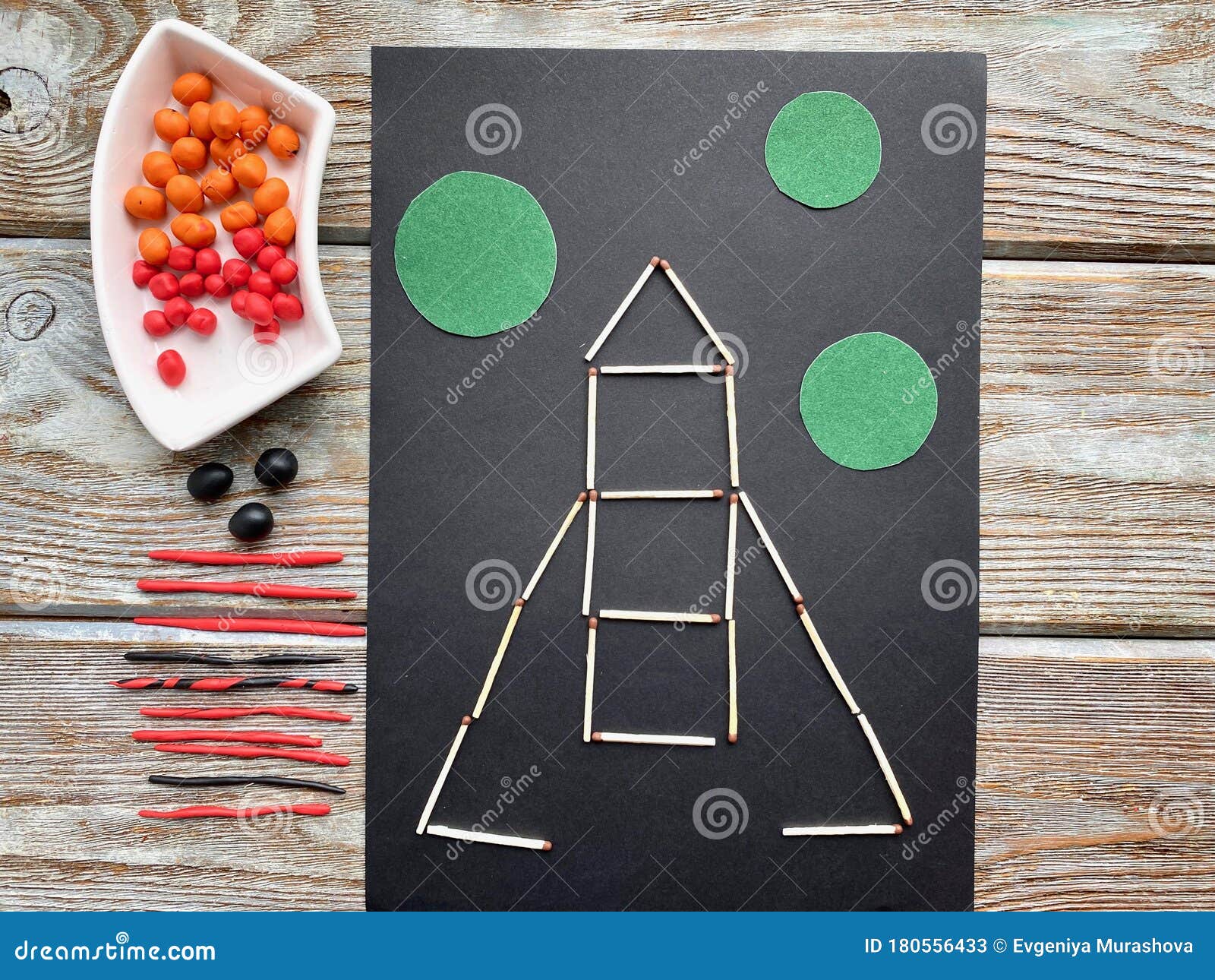 Children`s Creativity, Rocket in Space, from Plasticine and Matches ...