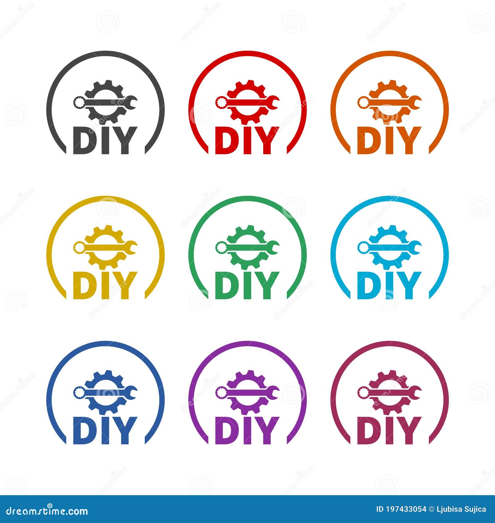 DIY Circle Logo Icon, Color Set Stock Vector - Illustration of hammer ...