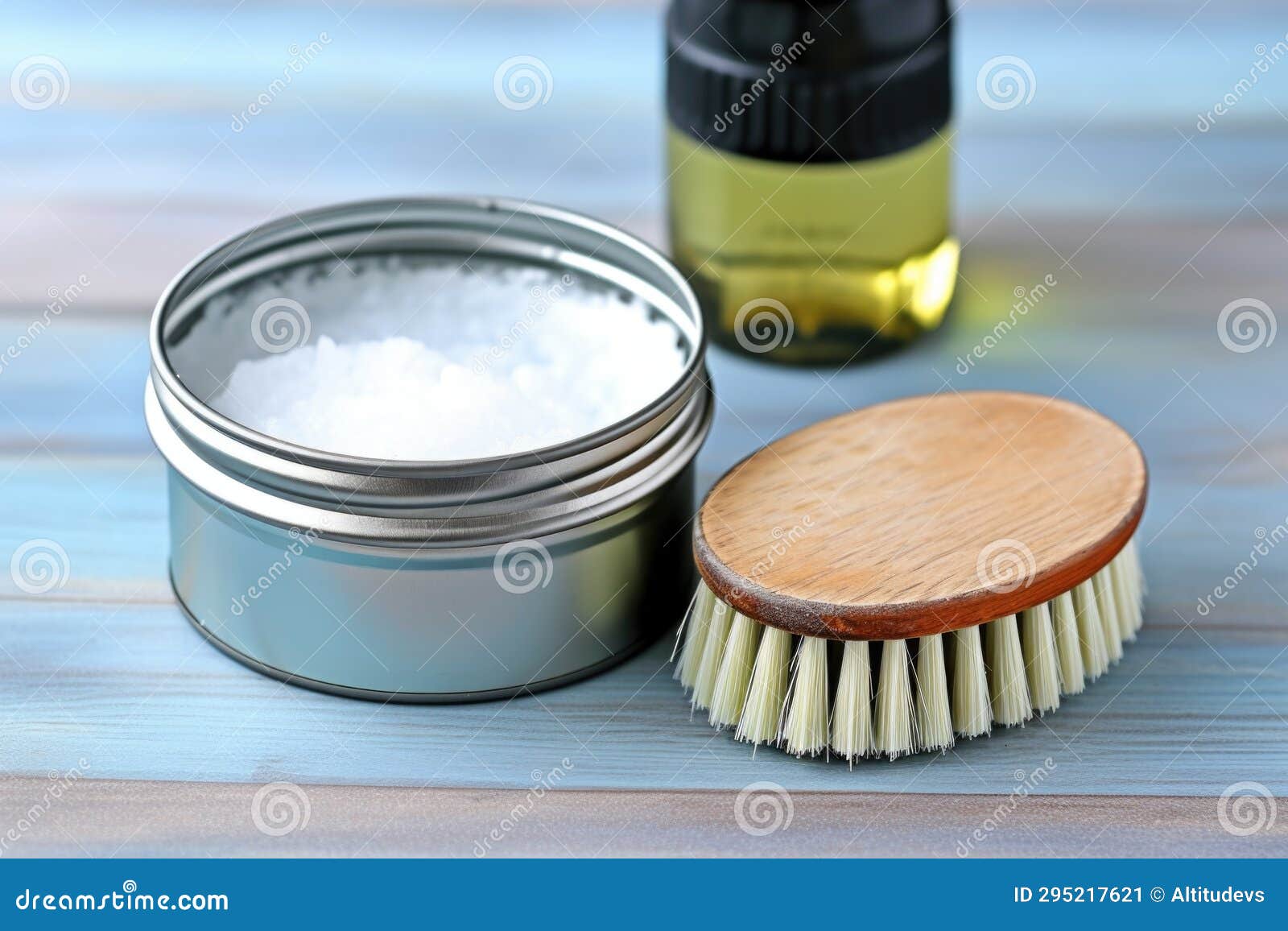 Diy Cleaning Paste in Tin Container and Brush Stock Image - Image of ...