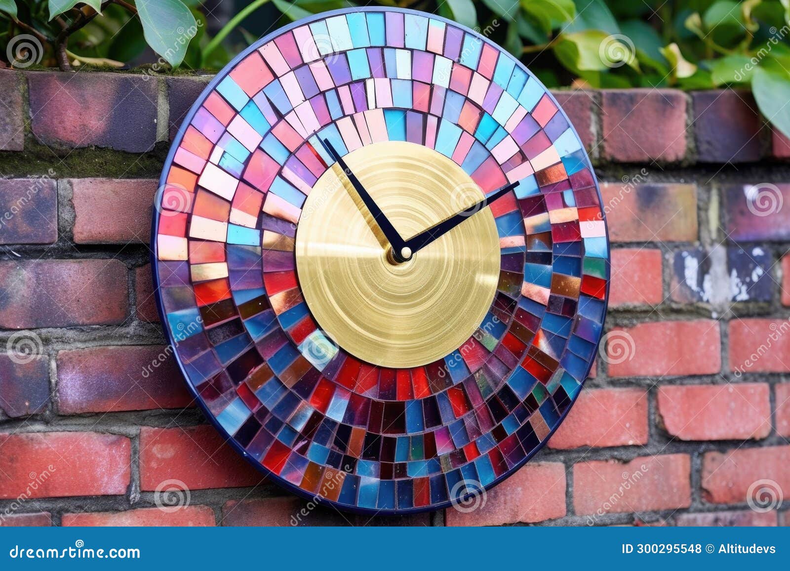 Diy Clock Made from an Old Cd on a Brick Wall Stock Photo - Image of ...