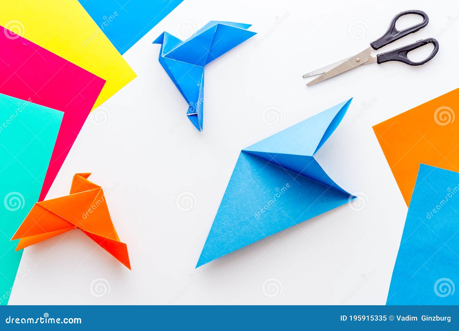 DIY Concept. Doing Origami Paper Bird, Top View Stock Image - Image of ...