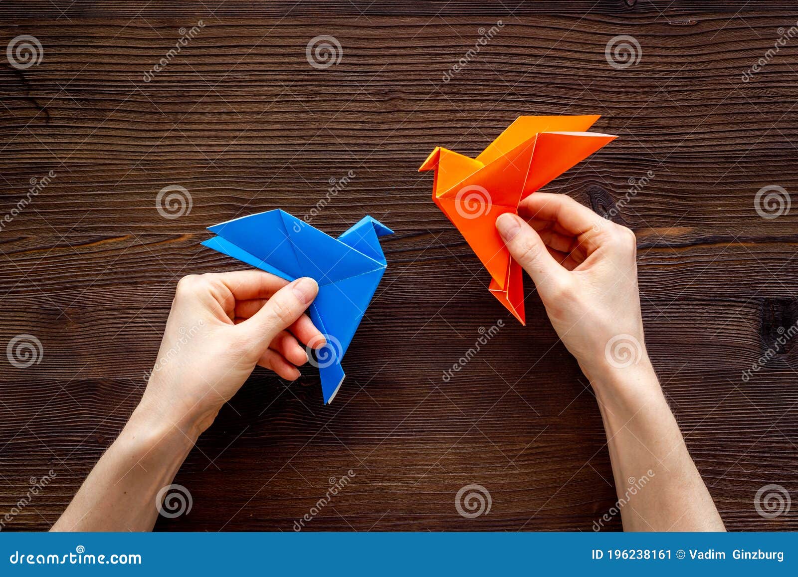 DIY Concept. Doing Origami Paper Bird, Top View Stock Image - Image of ...