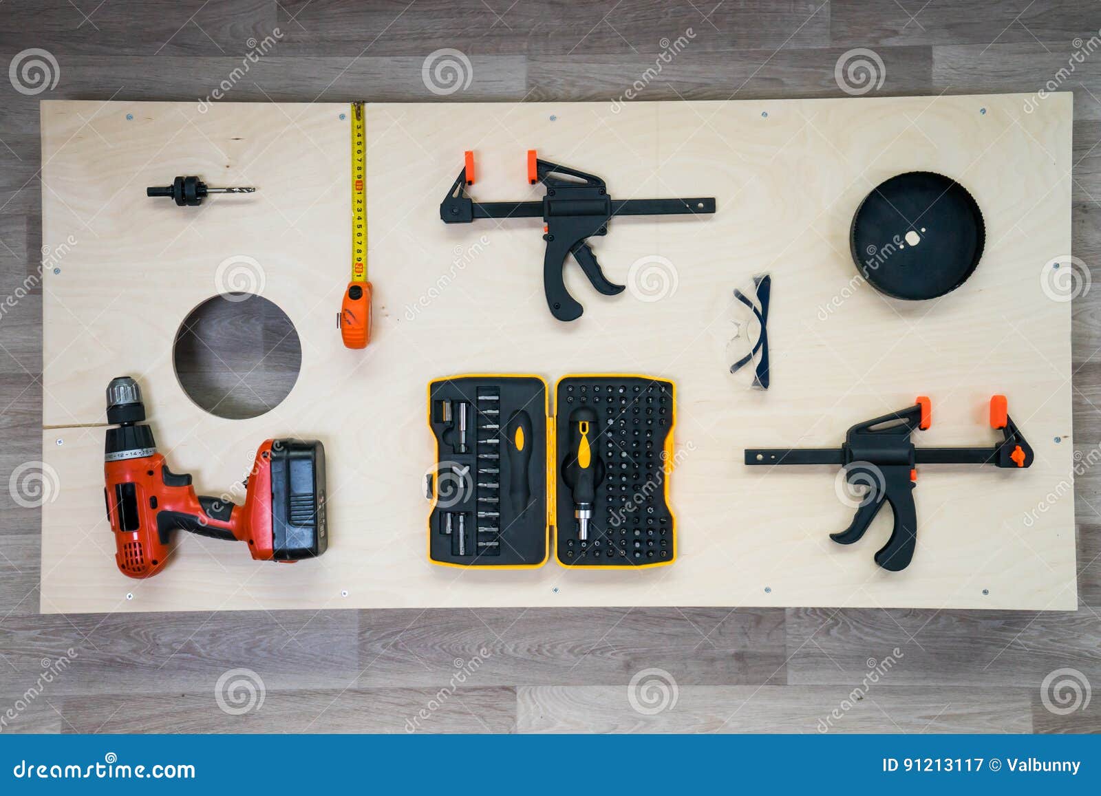 DIY Cornhole Board Flat Lay with Tools Stock Image - Image of sawing ...