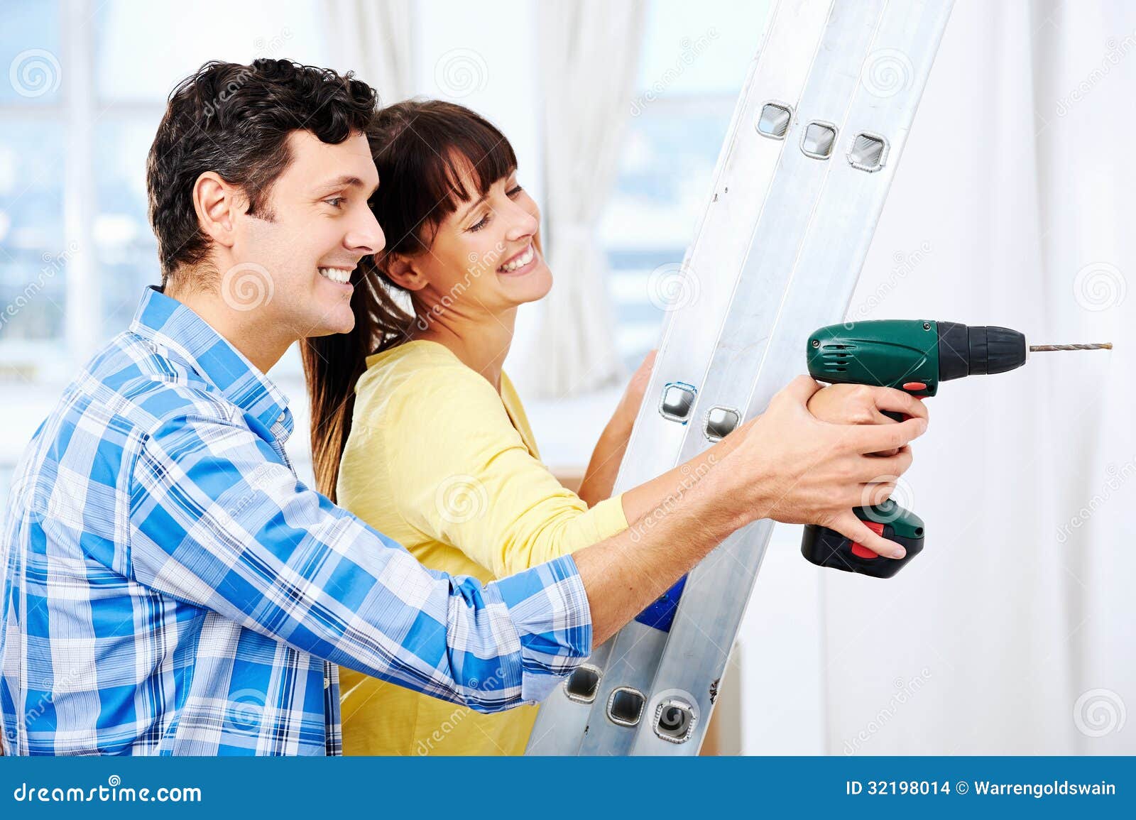 Diy couple stock photo. Image of drill, caucasian, improvement - 32198014