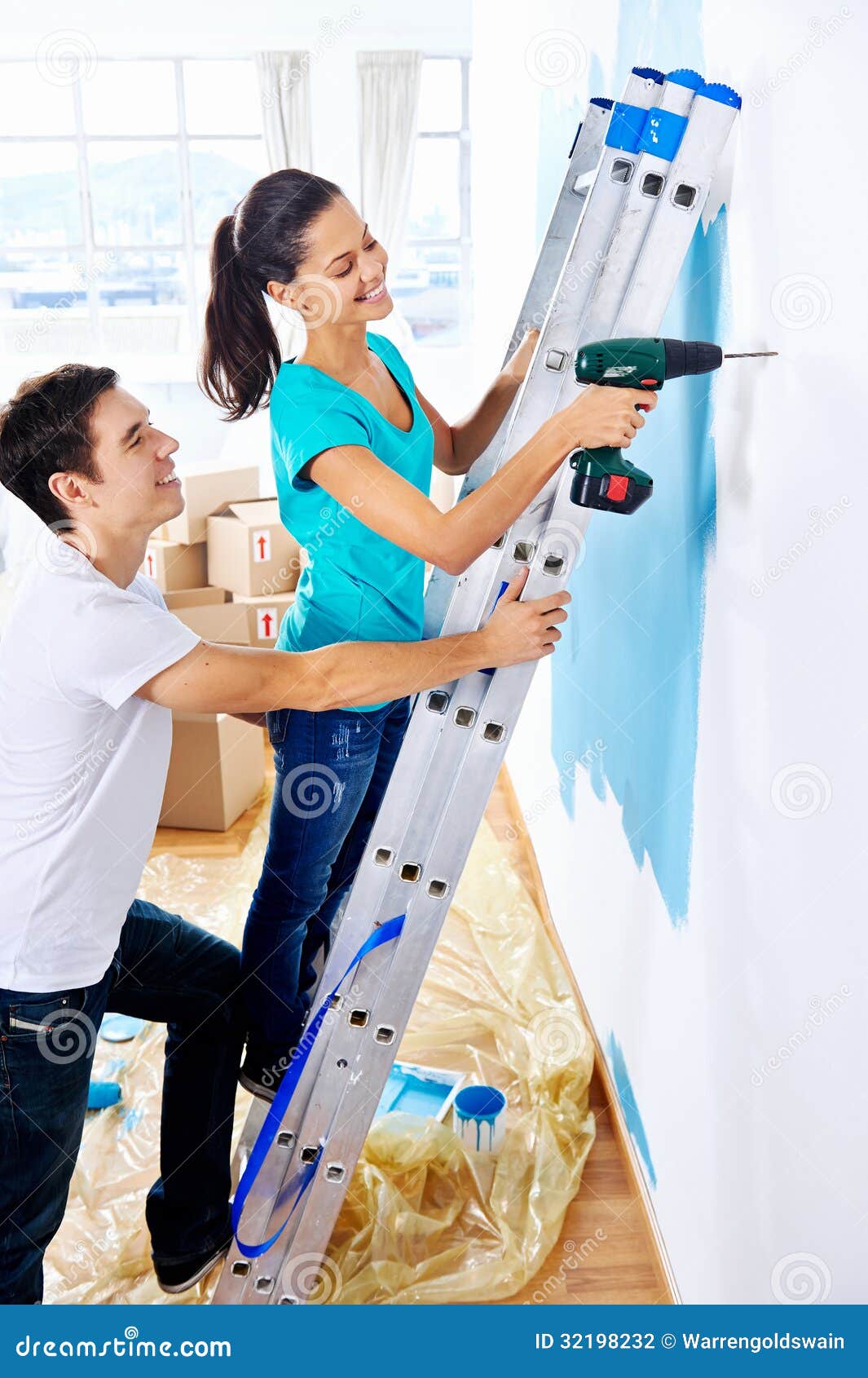 Diy couple stock photo. Image of repair, drilling, love - 32198232