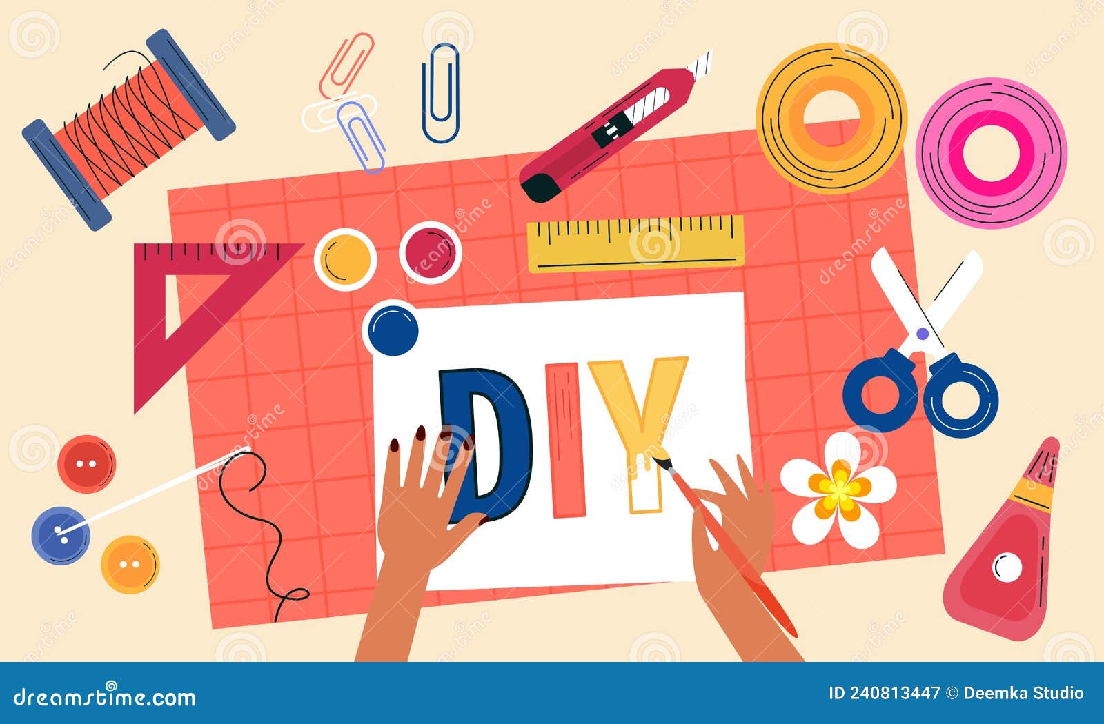 Diy Creative Workshop Idea Concept Stock Illustration - Illustration of ...