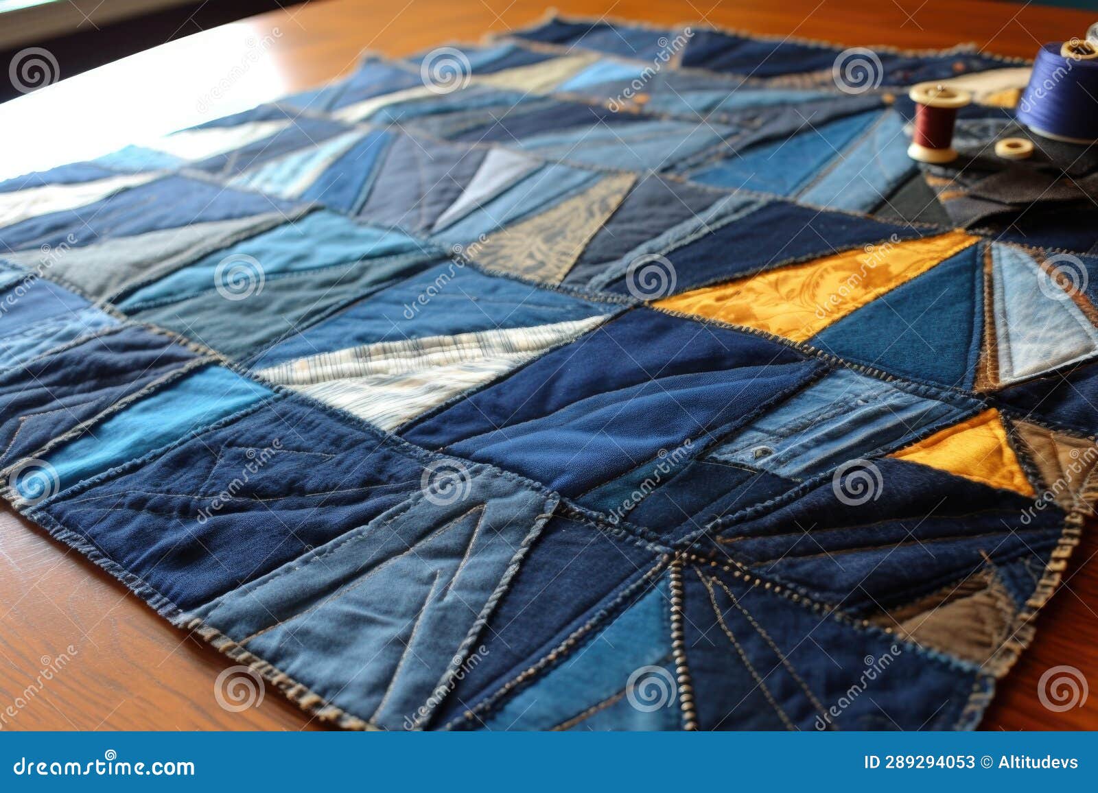 Diy Denim Patchwork Project in Progress Stock Image - Image of textile ...