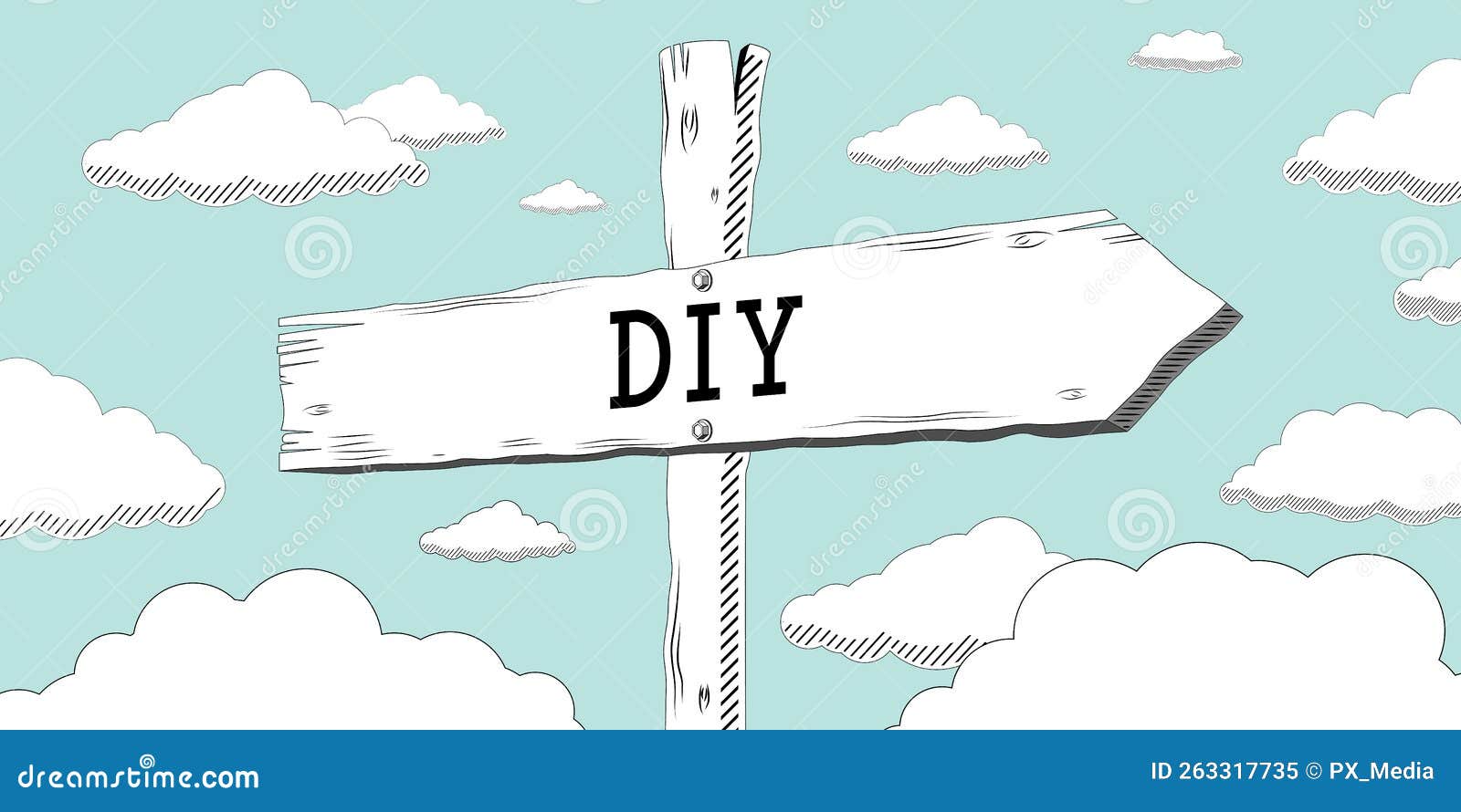 DIY, Do it Yourself - Outline Signpost with One Arrow Stock ...