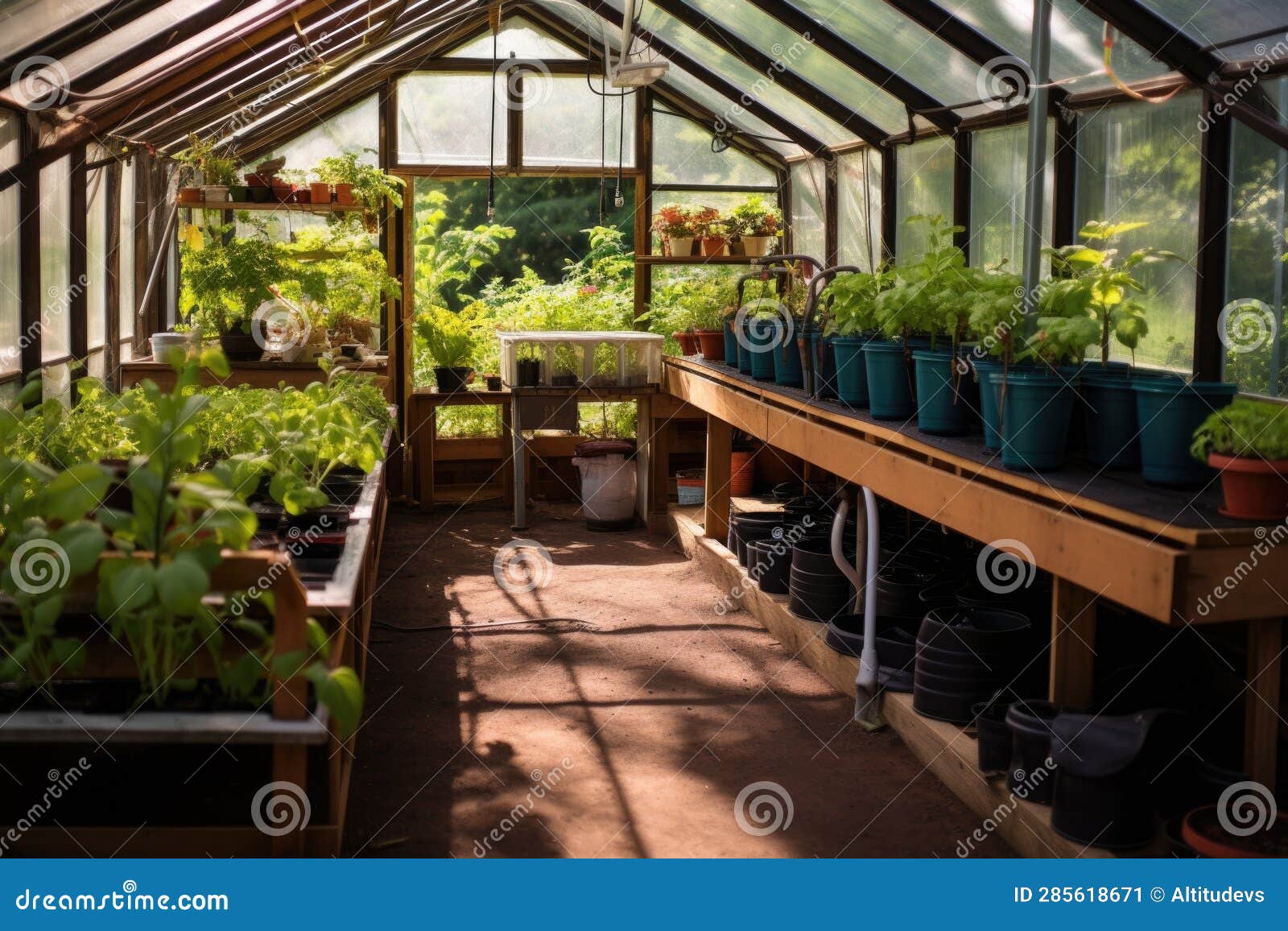 Diy Drip Irrigation System in a Greenhouse Setting Stock Illustration ...
