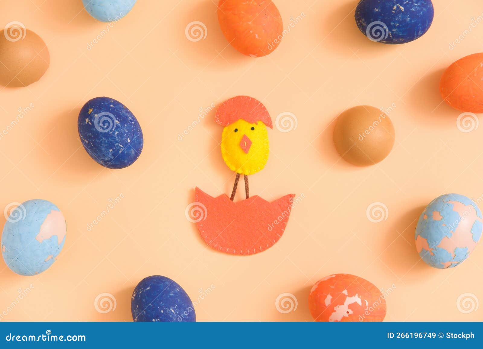 Diy Easter Chicken in Eggshell. Concept. Beige Background Stock Image ...