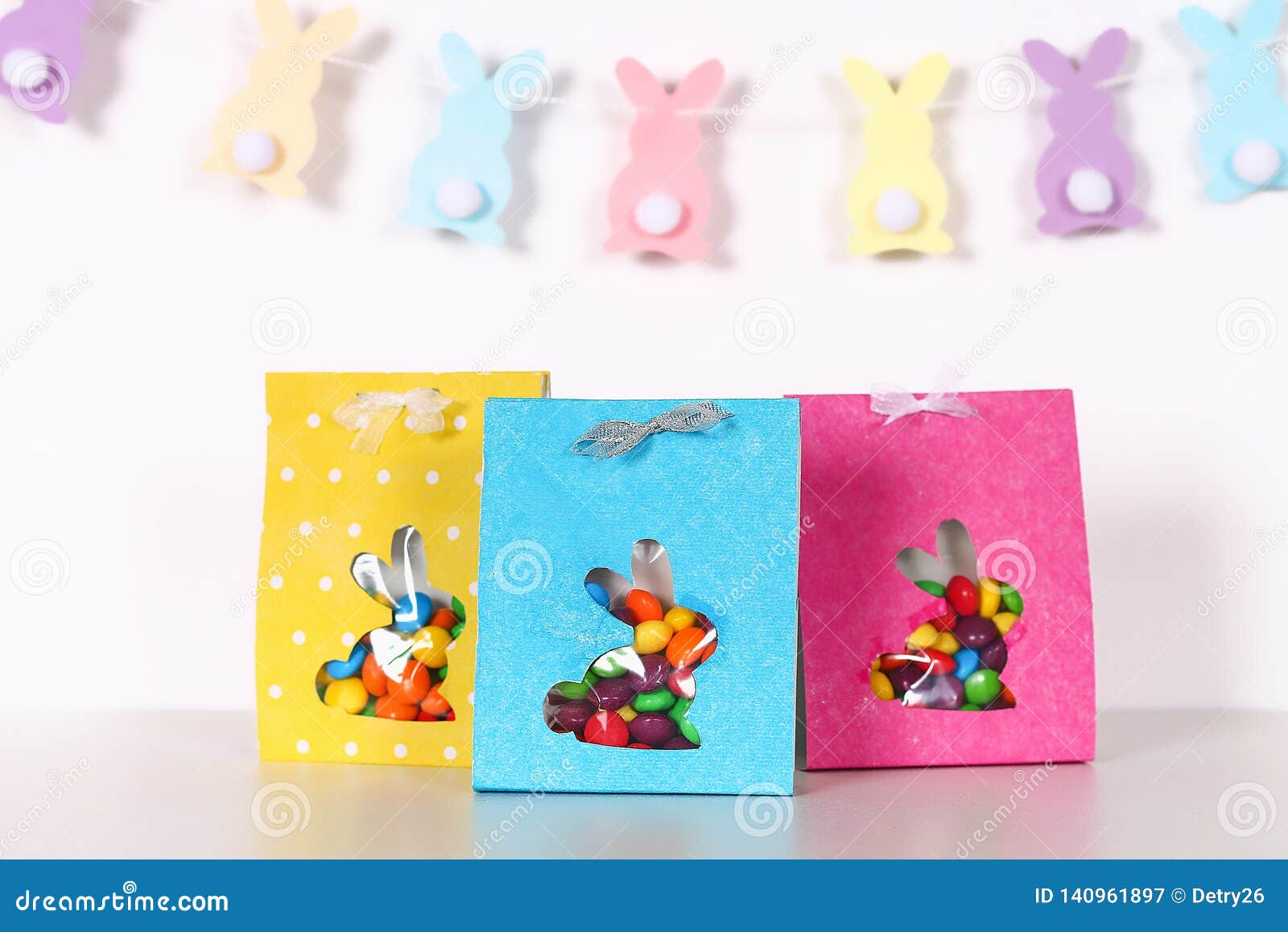 Diy Easter Wrapping Package Sweets in a Bag with a Cut Out Bunny ...