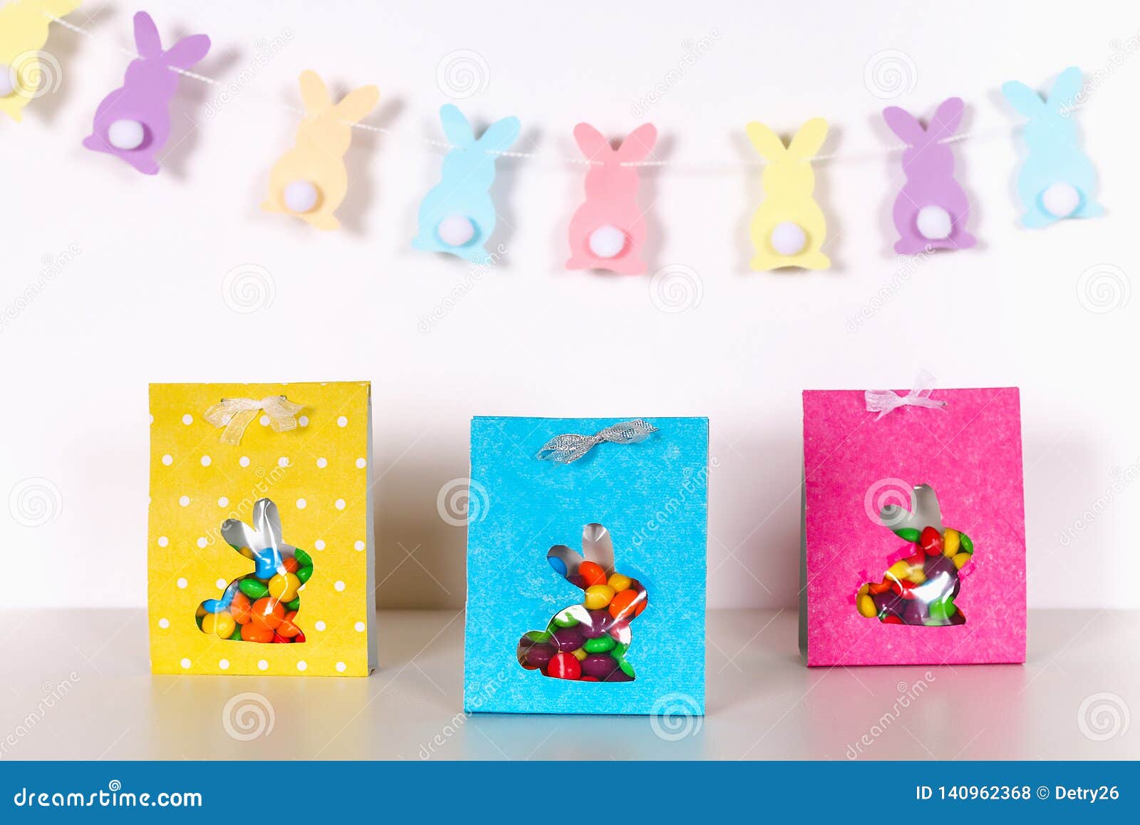 Diy Easter Wrapping Package Sweets in a Bag with a Cut Out Bunny ...