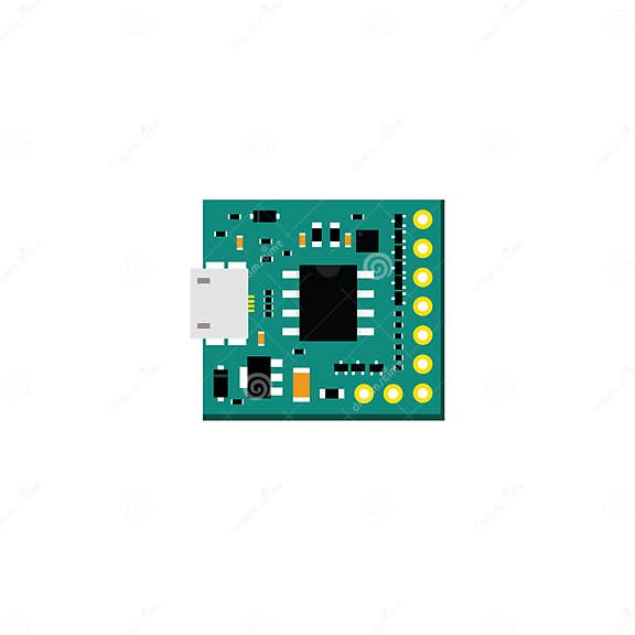DIY Electronic Mini Board with a Microcontroller Stock Vector ...