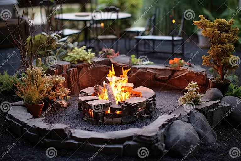 Diy Fire Pit during Daytime, No Fire, Serene Scene Stock Illustration ...