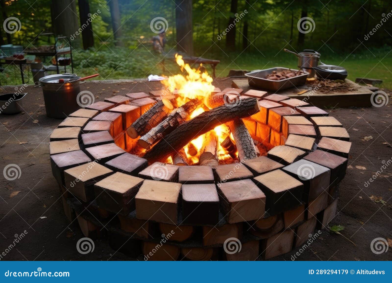 Diy Fire Pit with a Grill for Outdoor Cooking Stock Image - Image of ...