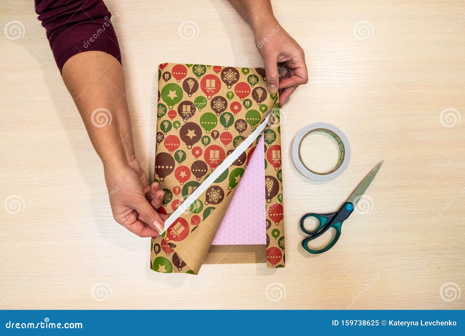 DIY Gift Wrapping Step by Step, Do it Yourself Stock Image - Image of ...