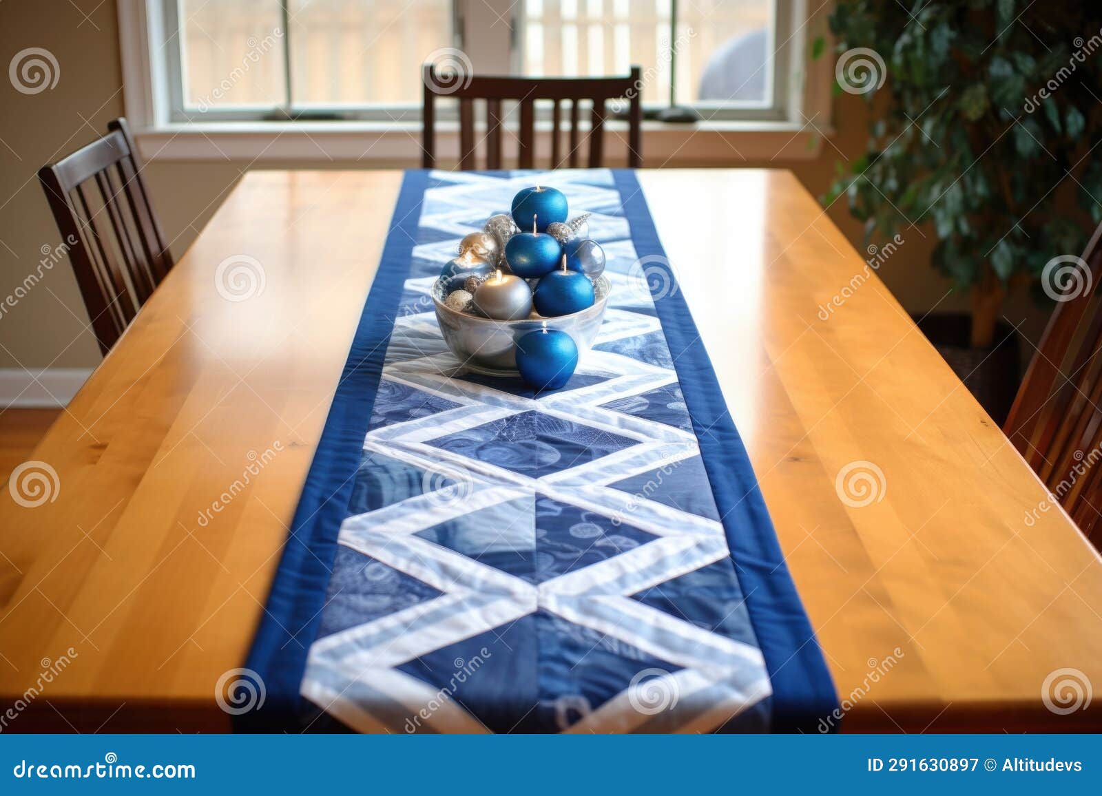 Diy Hanukkah Table Runner with Blue and White Patterns Stock Image ...