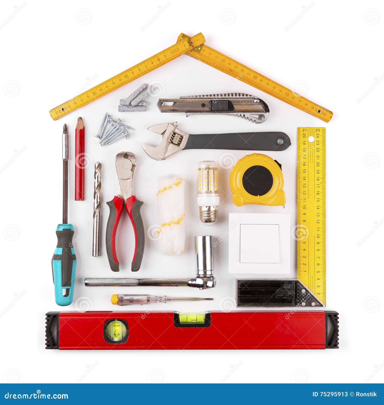 DIY - Home Renovation and Improvement Tools on White Stock Image ...