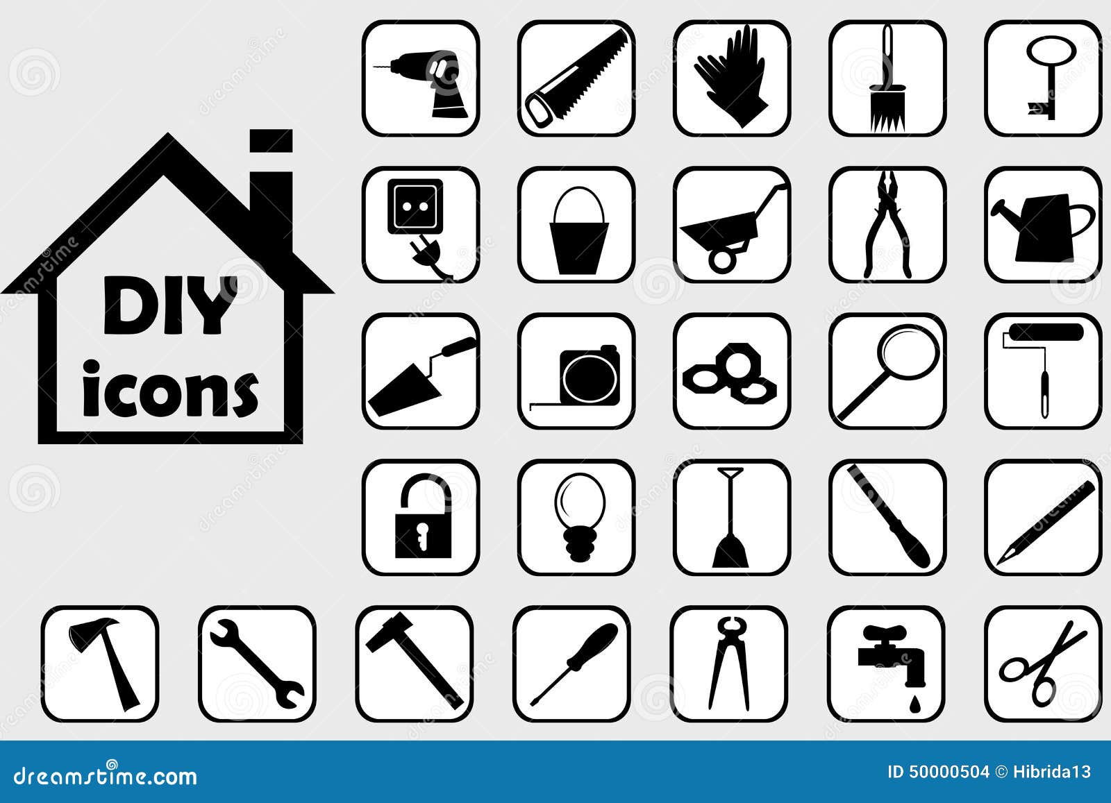 DIY icons set stock vector. Illustration of collection - 50000504