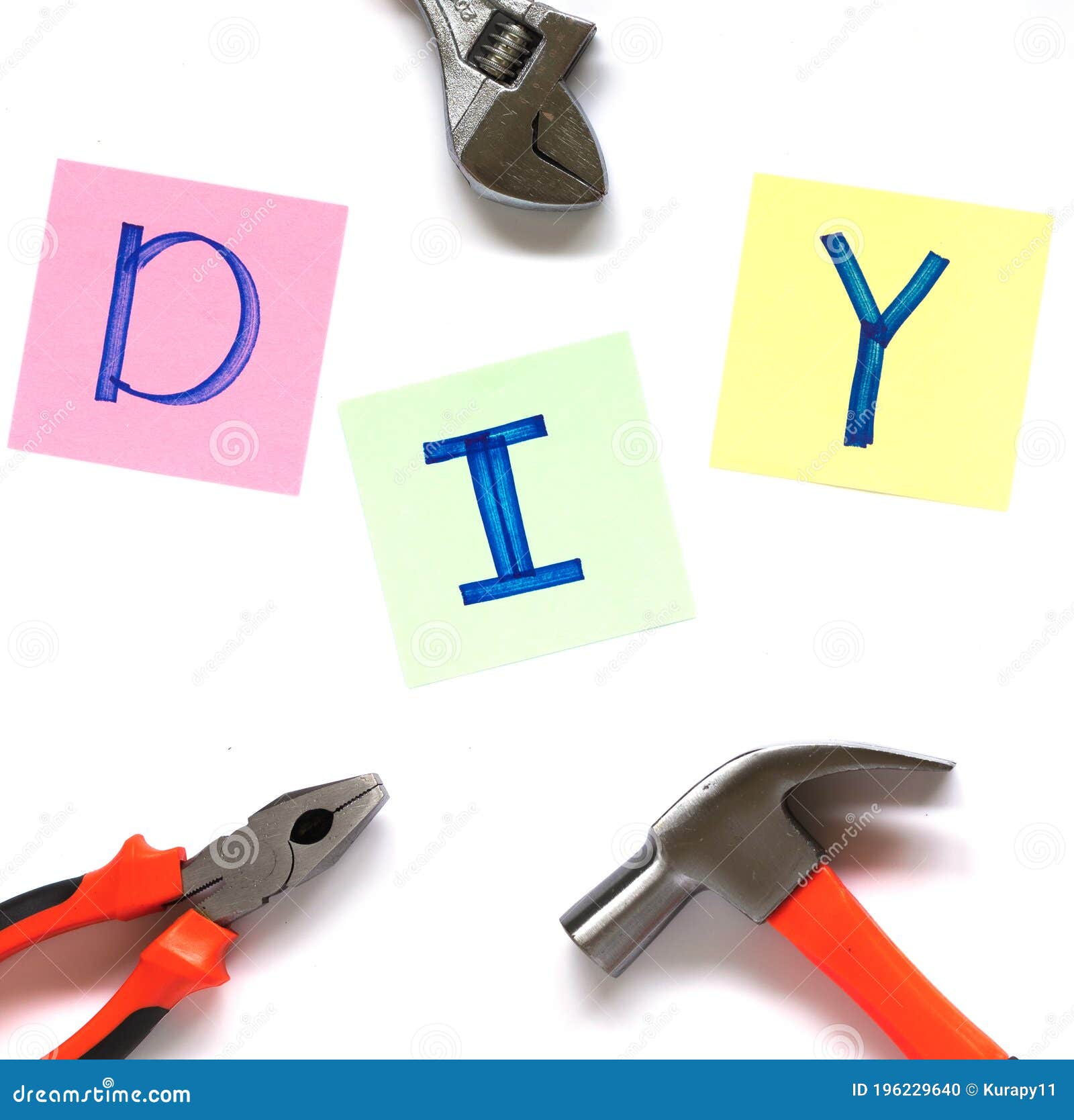 DIY Lettering in Paper and Set of Tools Space for Text on White. Stock ...