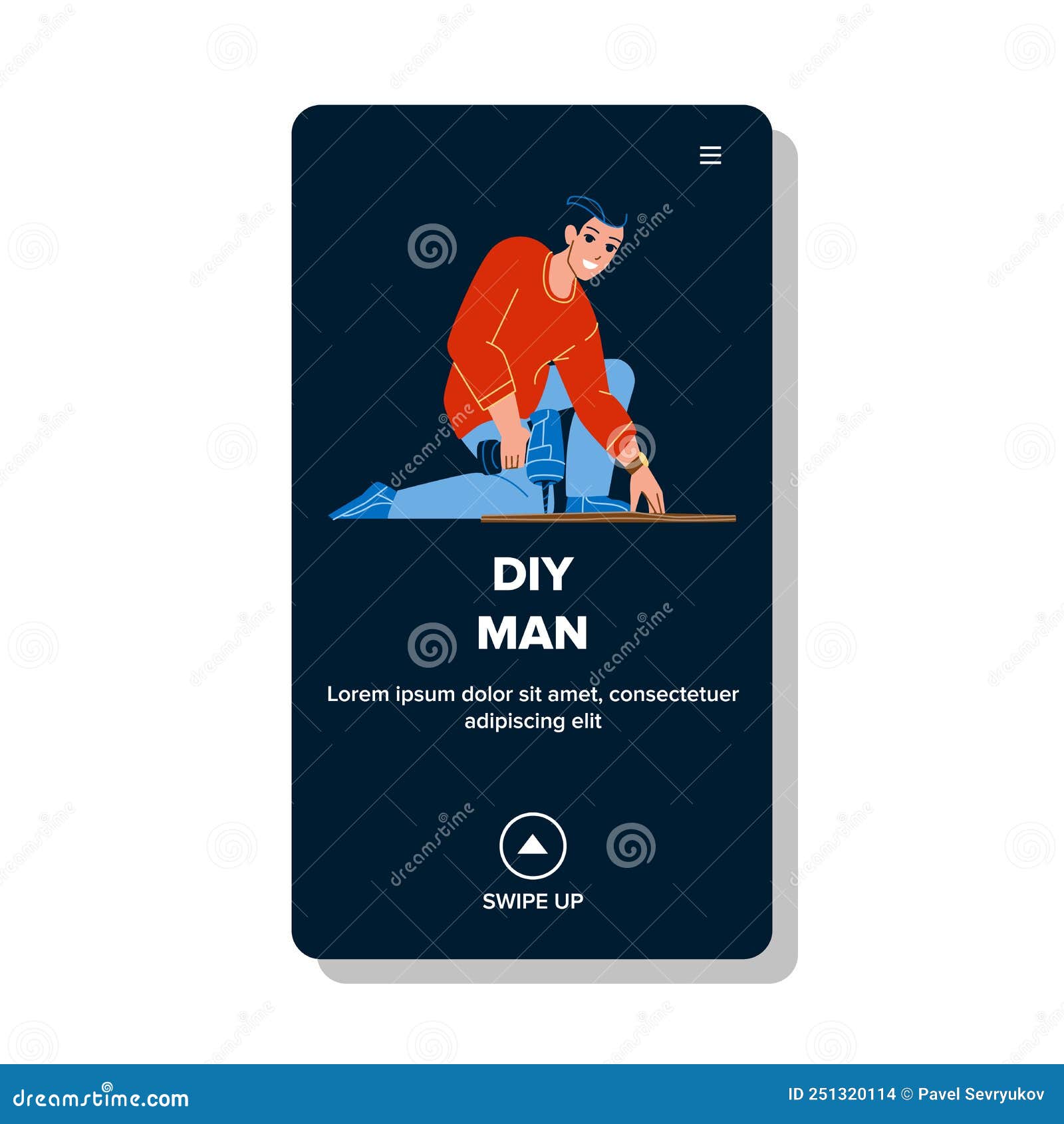 Diy Man Doing Renovation Work with Tool Vector Stock Vector ...
