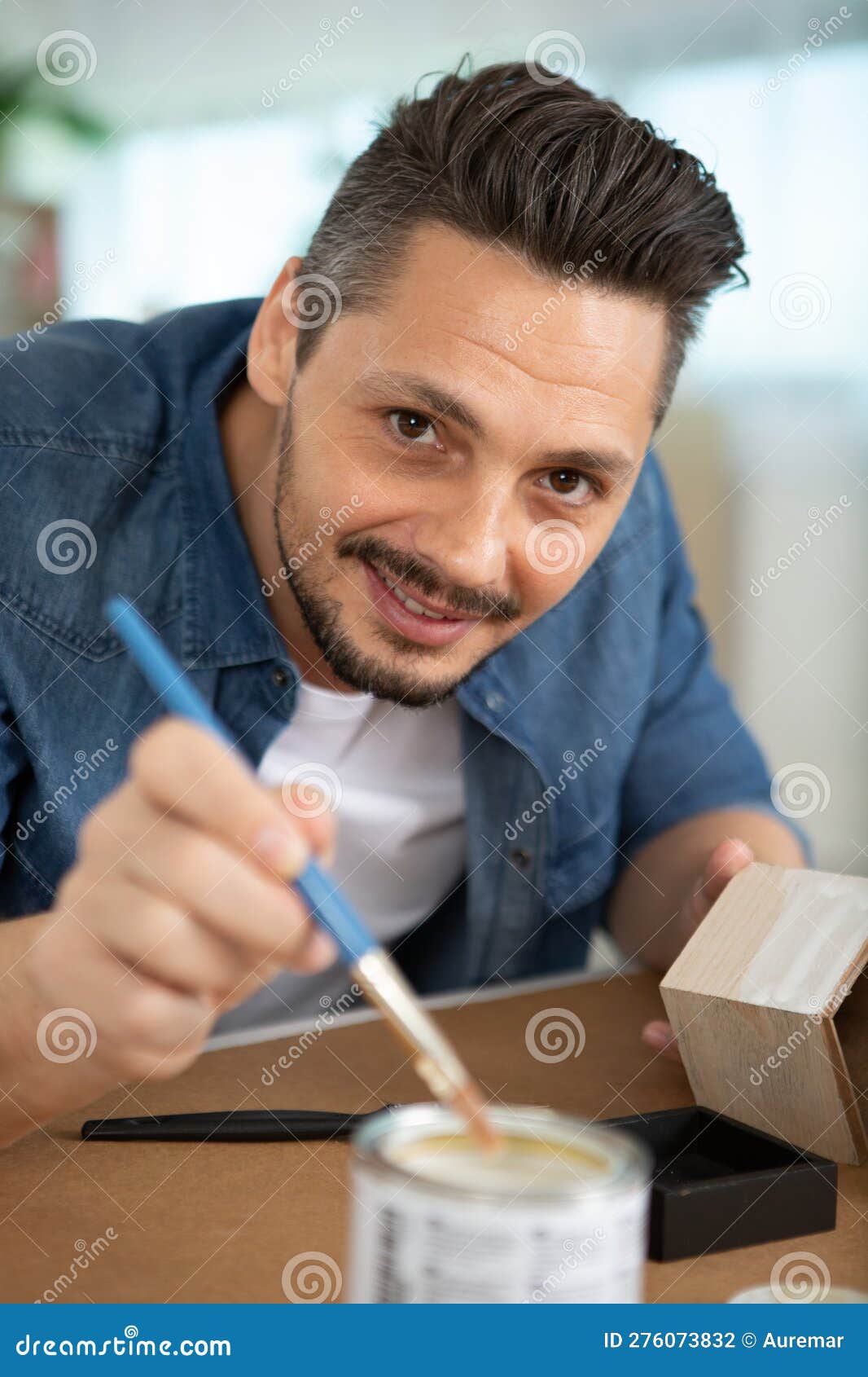 Diy Man Painting Wood Box at Home Stock Photo - Image of concept ...