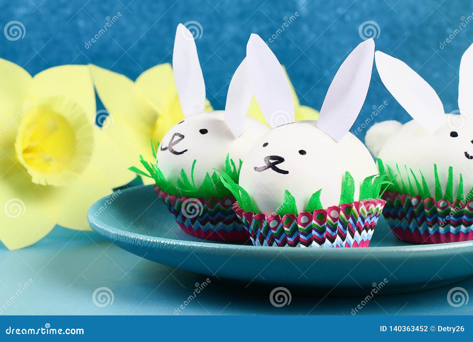 Diy Rabbit from Easter Eggs on Blue Background. Gift Ideas, Decor ...