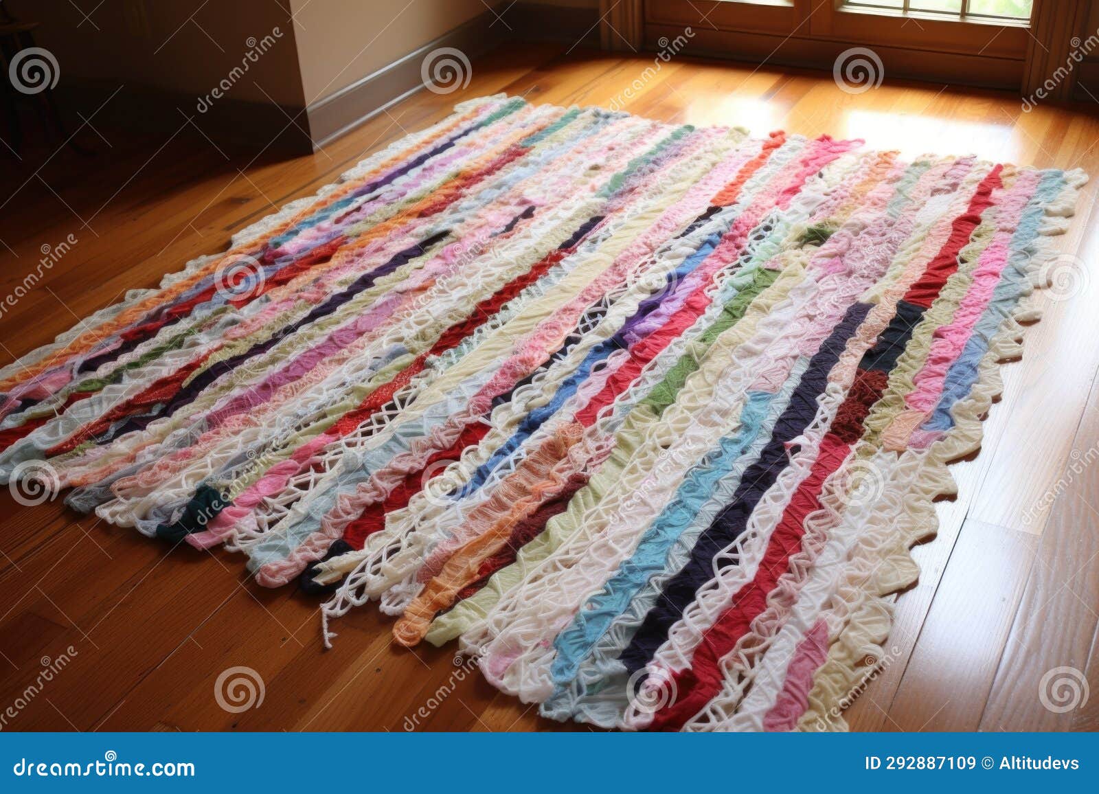 Diy Rag Rug Spread on a Wooden Floor Stock Image - Image of textile ...