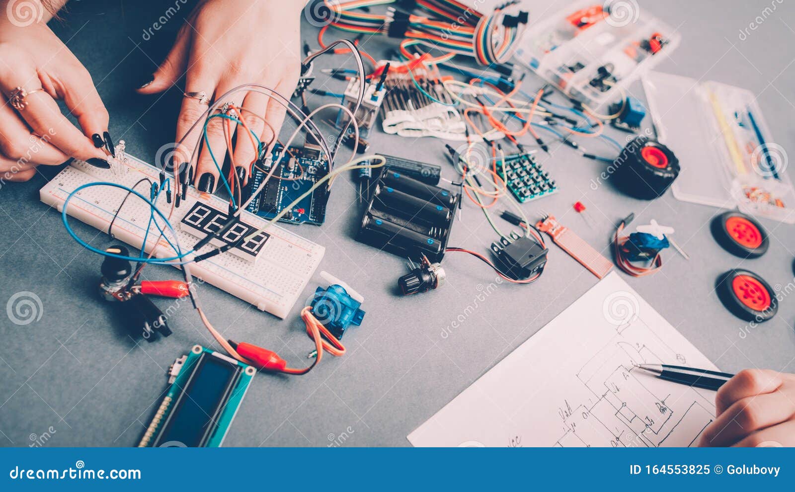 Diy Rc Car Model Female Engineer Components Stock Image - Image of ...