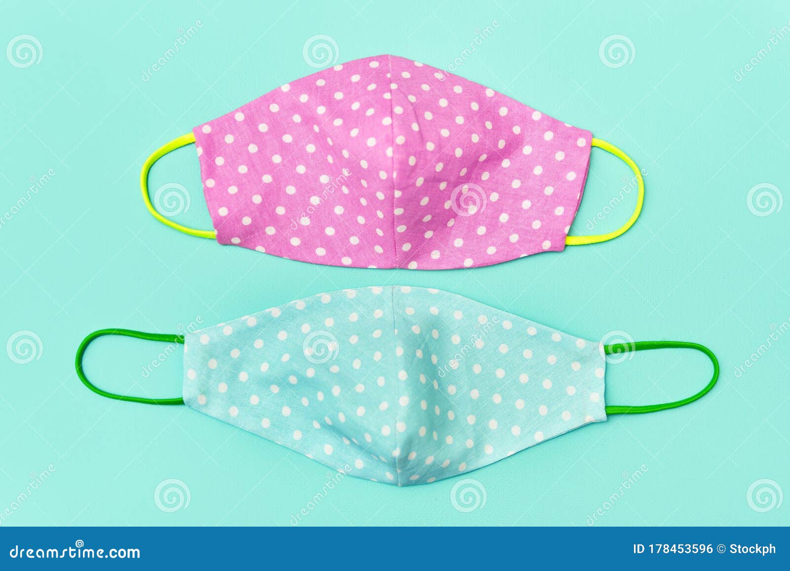 Diy Reusable Face Masks for Viruses. Turquoise Background Stock Photo ...