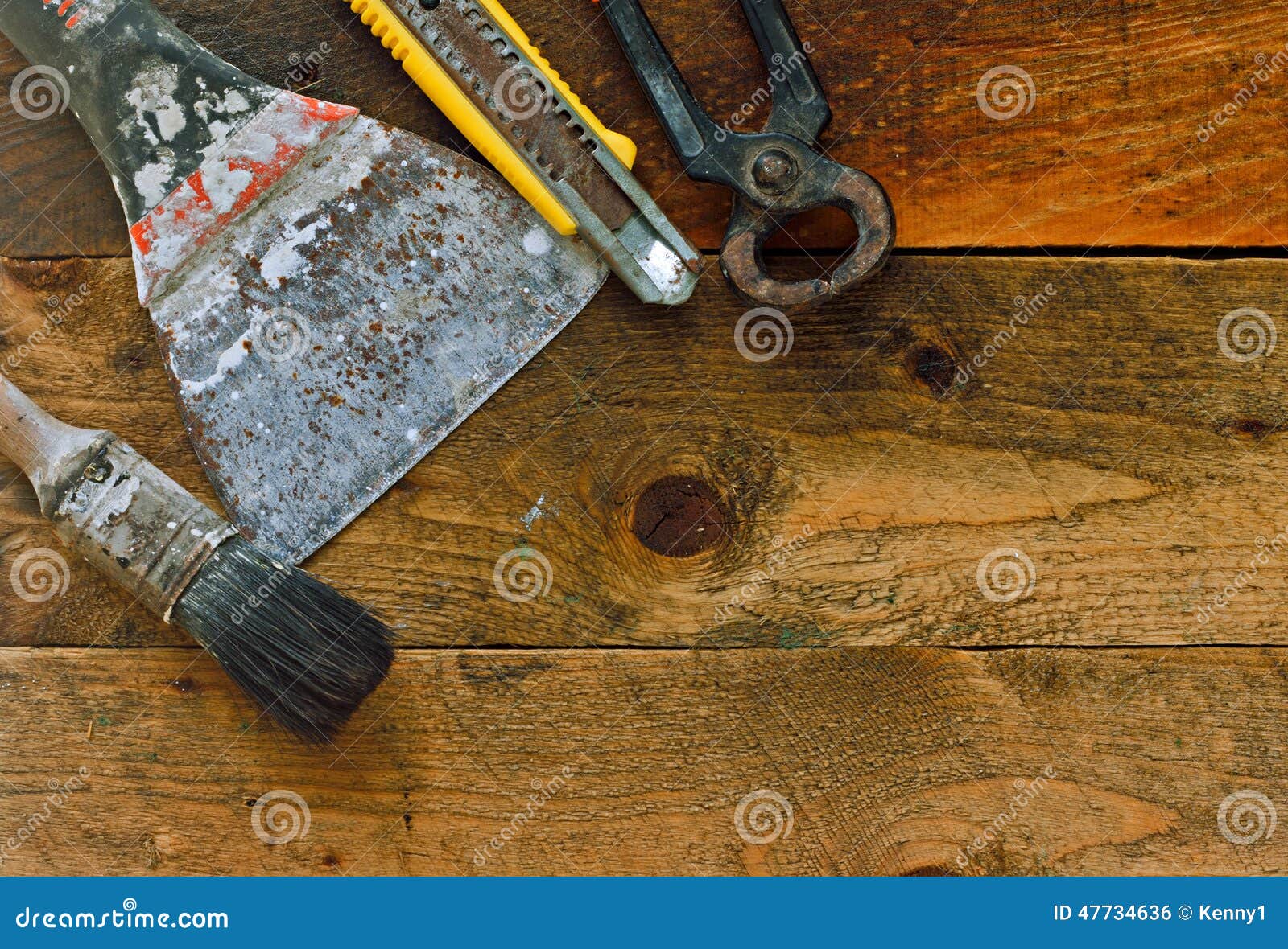 Diy Tools on Old Rustic Work Bench Stock Photo - Image of equipment ...
