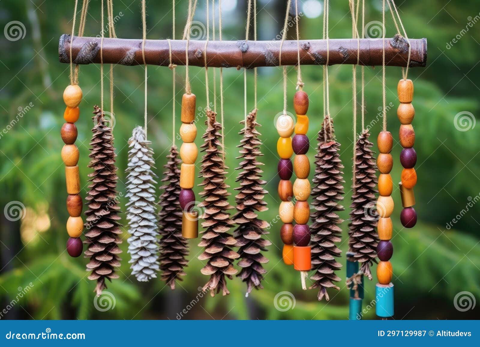 Diy Wind Chime Made from Sticks and Pinecones Stock Image - Image of ...