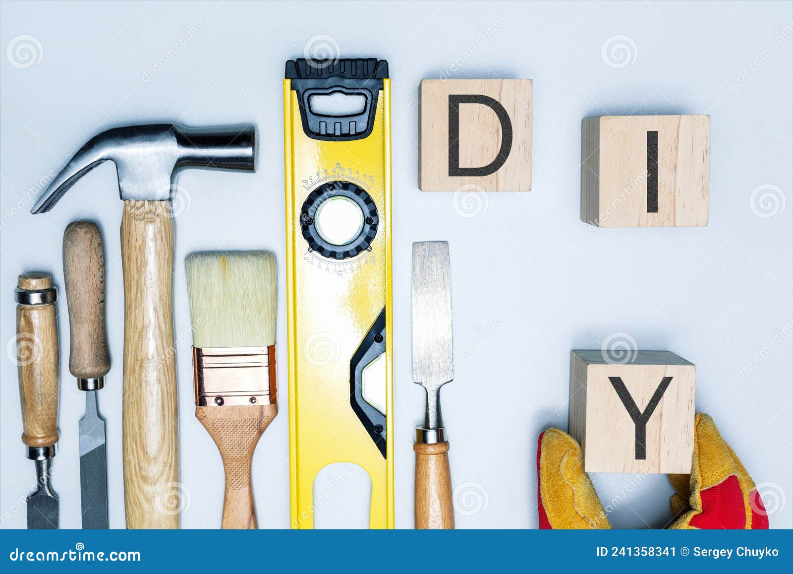 DIY Word Written on Wood Blocks and Construction Tools. Stock Image ...