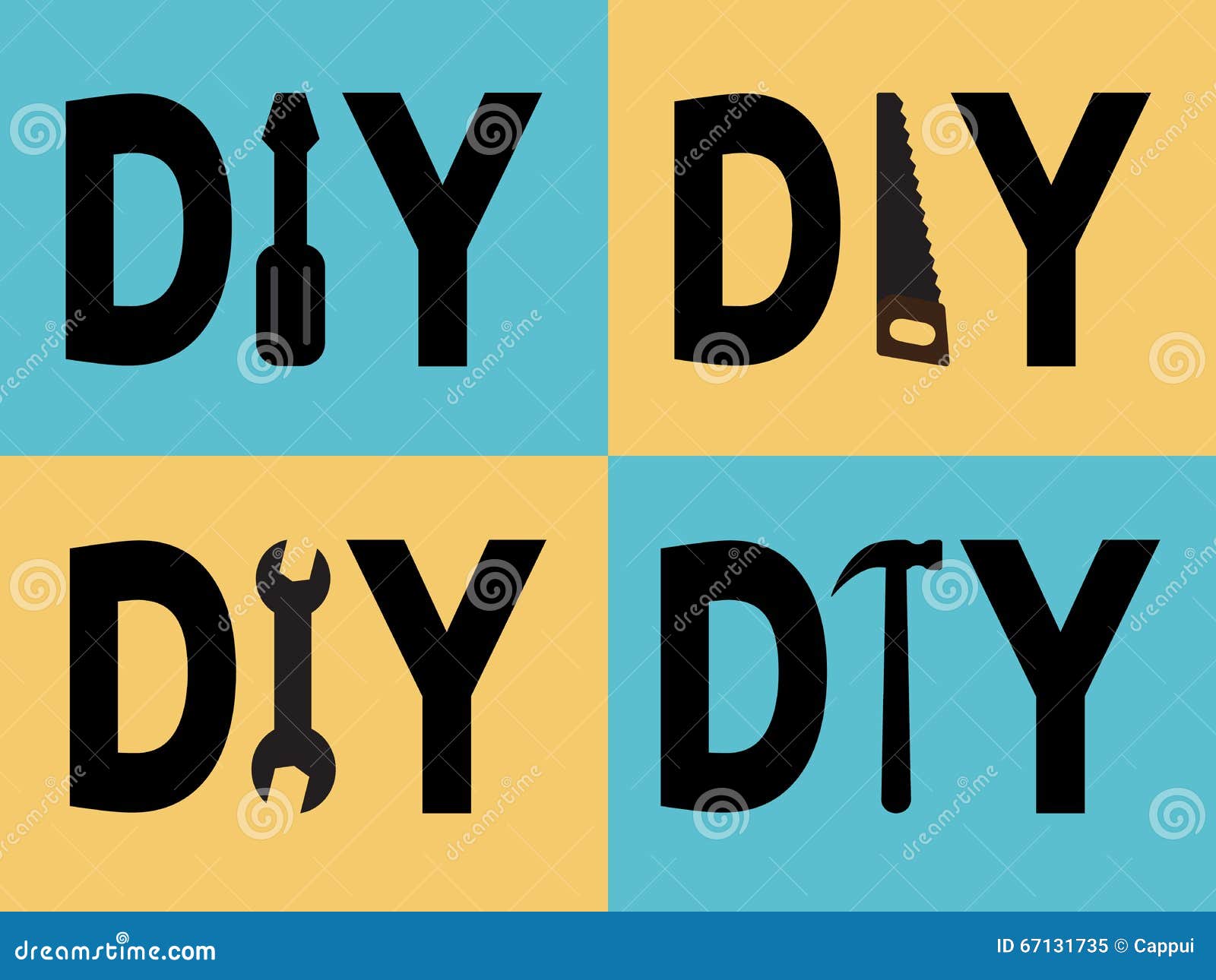 DIY words and tools stock vector. Illustration of symbol - 67131735