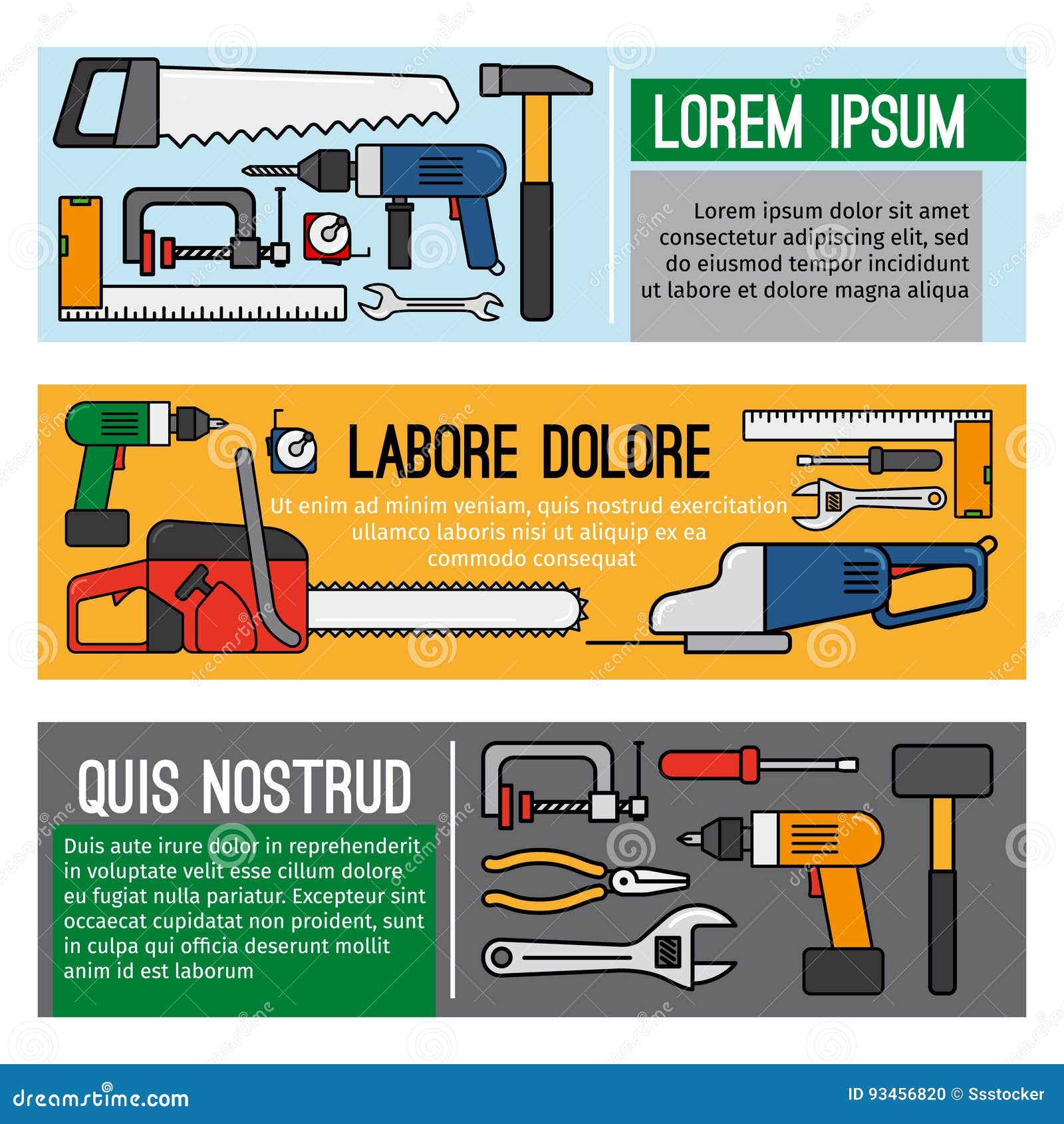 Diy workshop tool banners stock vector. Illustration of green - 93456820