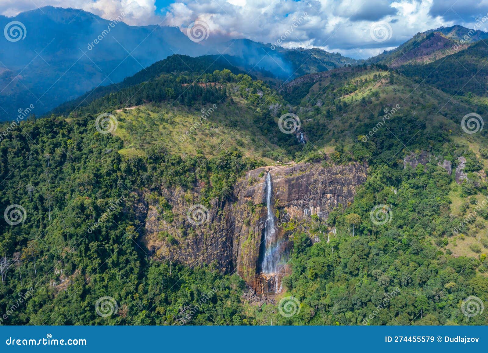 Diyaluma Falls Near Ella, Sri Lanka Stock Image - Image of panorama ...