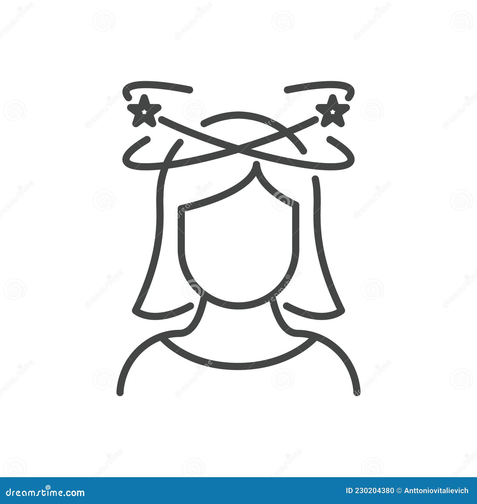 Dizziness, Migraine, Headache, Distracted Head Linear Pictogram. Front ... Dizziness, Migraine, Headache, Distracted Head Linear Pictogram. Front ...