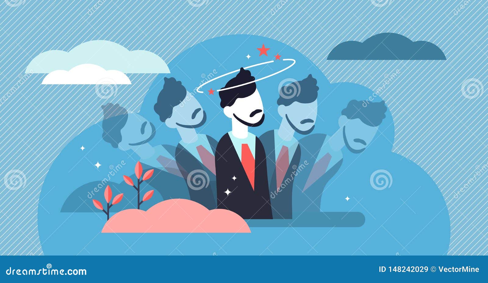 Dizziness Vector Illustration. Flat Tiny Dizzy Head Feeling Persons ...
