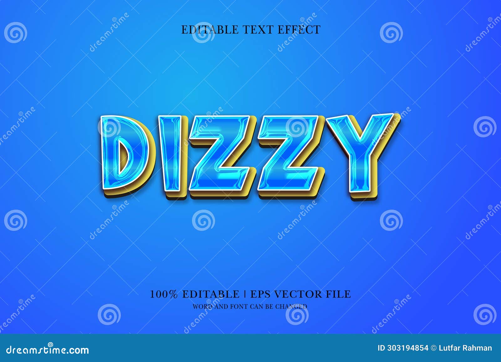 Dizzy Editable 3d Text Effect for Vector Illustration Stock Vector ...