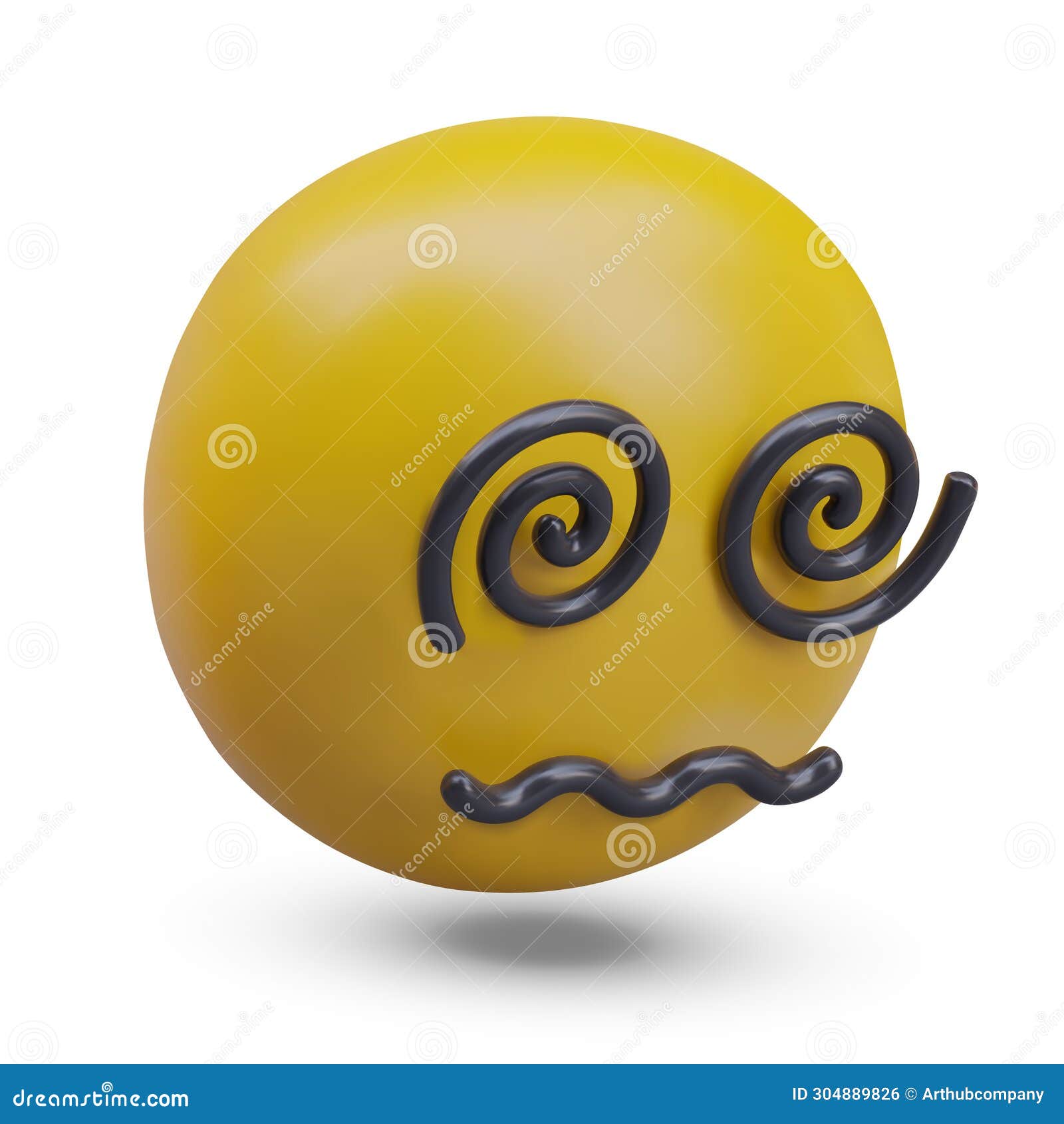 Dizzy Face Confused 3d Emoticon With Uncertain Feelings Stock