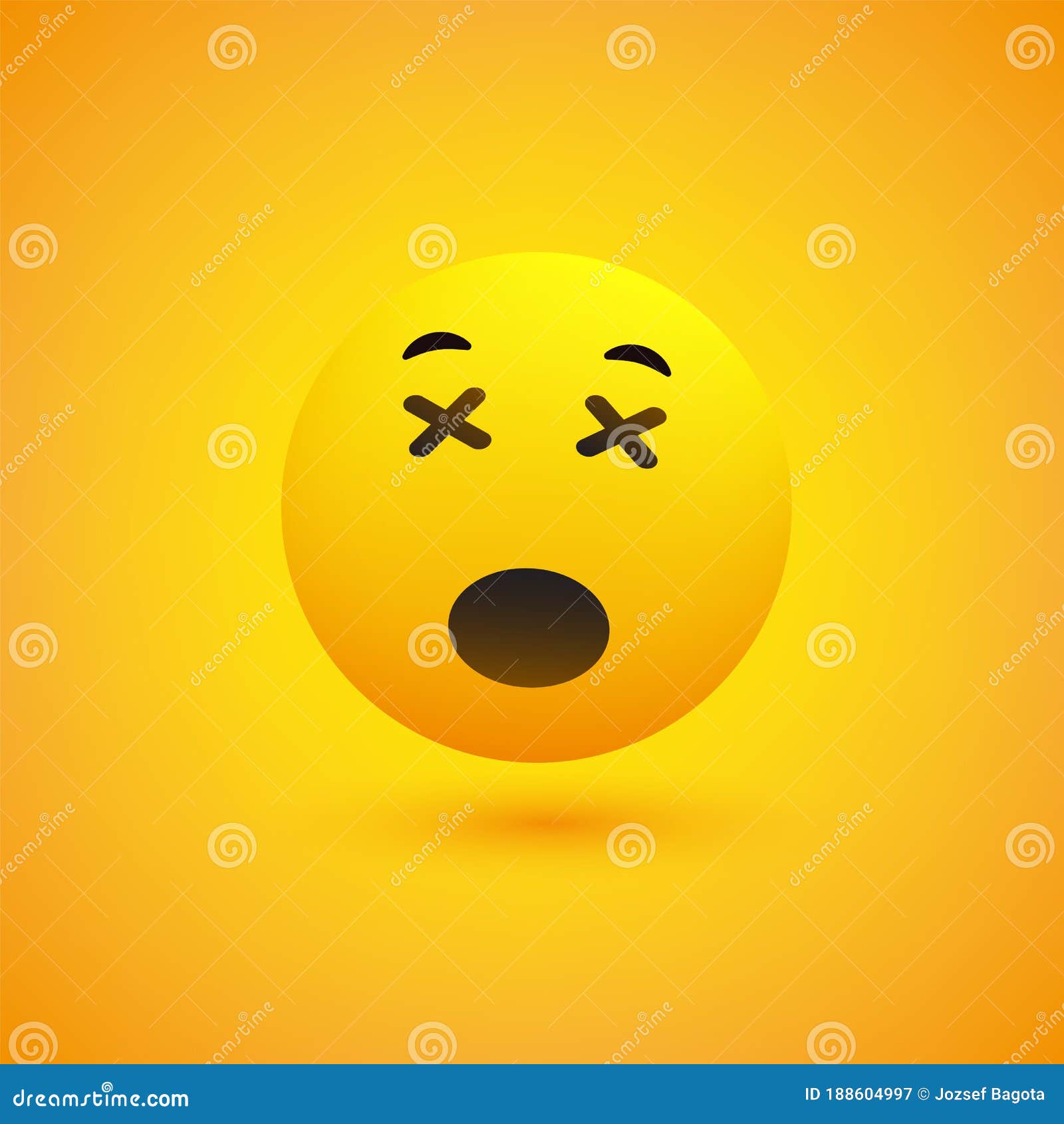 Dizzy Face - Emoticon in Front of a Yellow Background, Vector Design ...